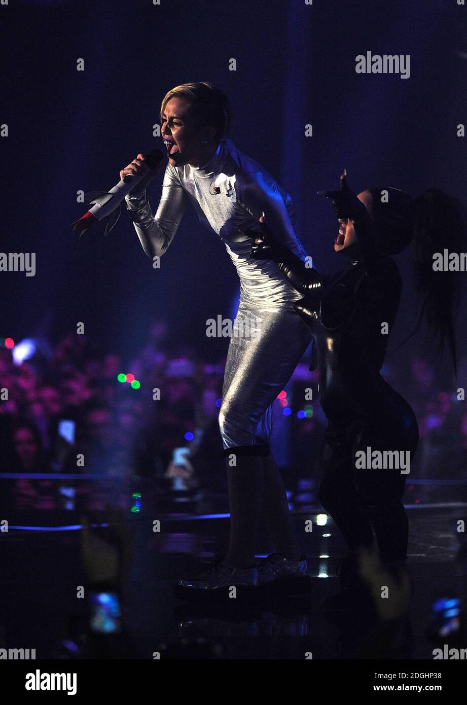Miley Cyrus performs on stage during the 2013 MTV Europe Music Awards ...