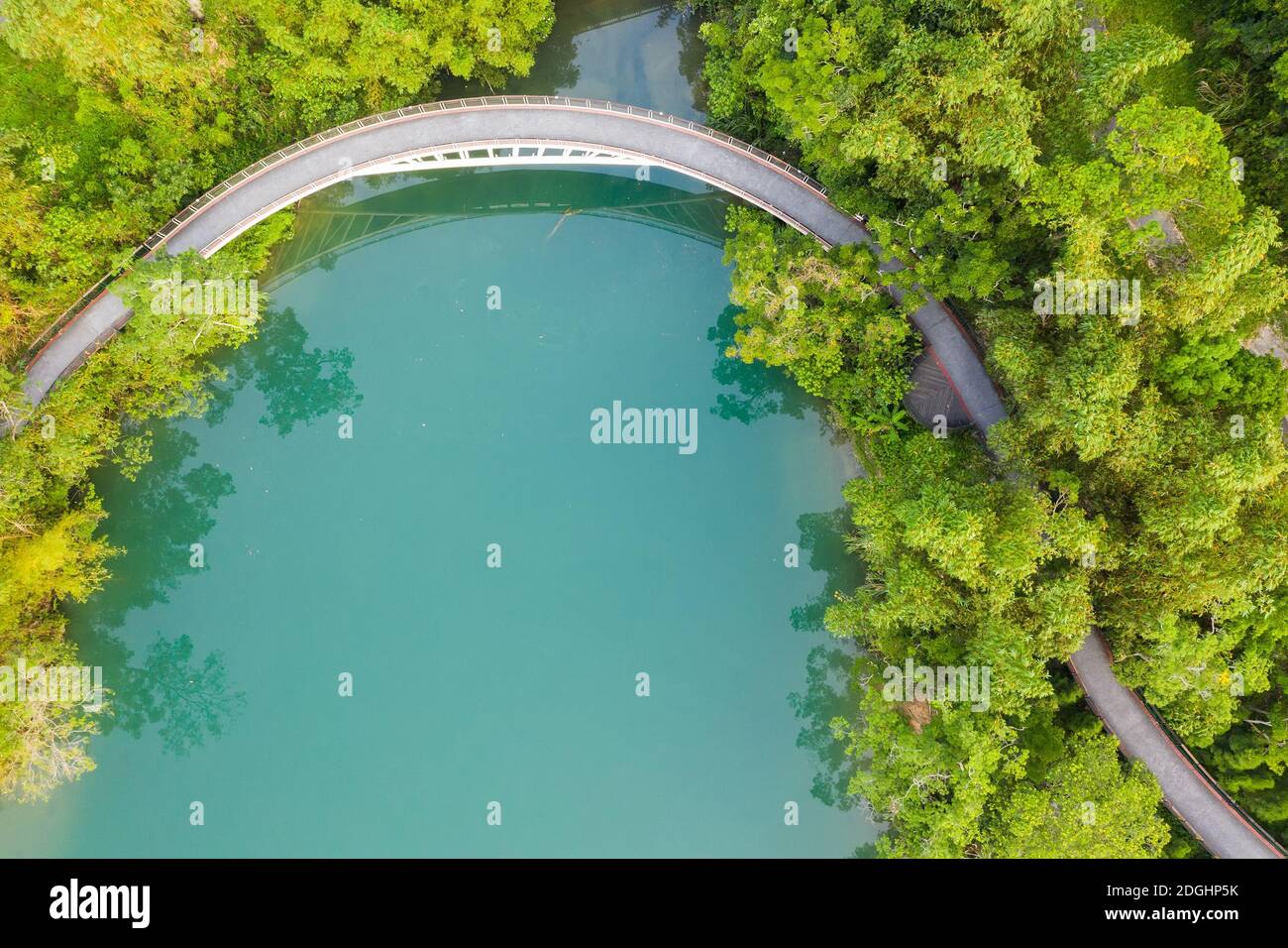 Landscape of path over water in aerial view Stock Photo - Alamy