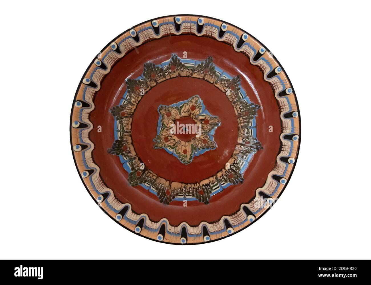 Old brown plate isolated on a white background Stock Photo - Alamy
