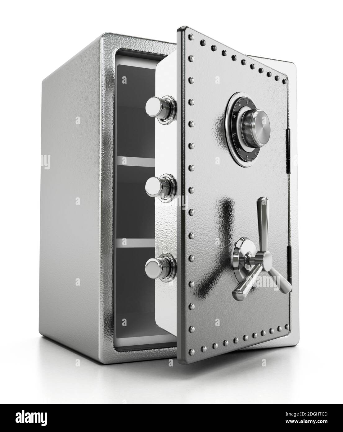 Open steel safe isolated on white background. 3D illustration Stock ...