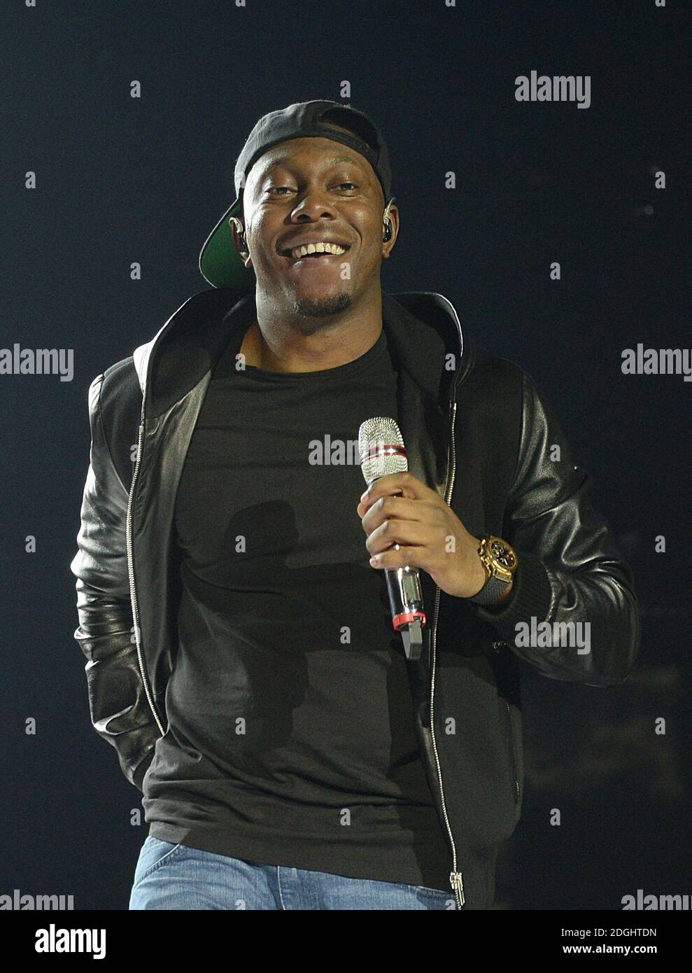 Dizzee Rascal performing on stage during the 2013 Capital FM Jingle Bell Ball at the O2 Arena ...