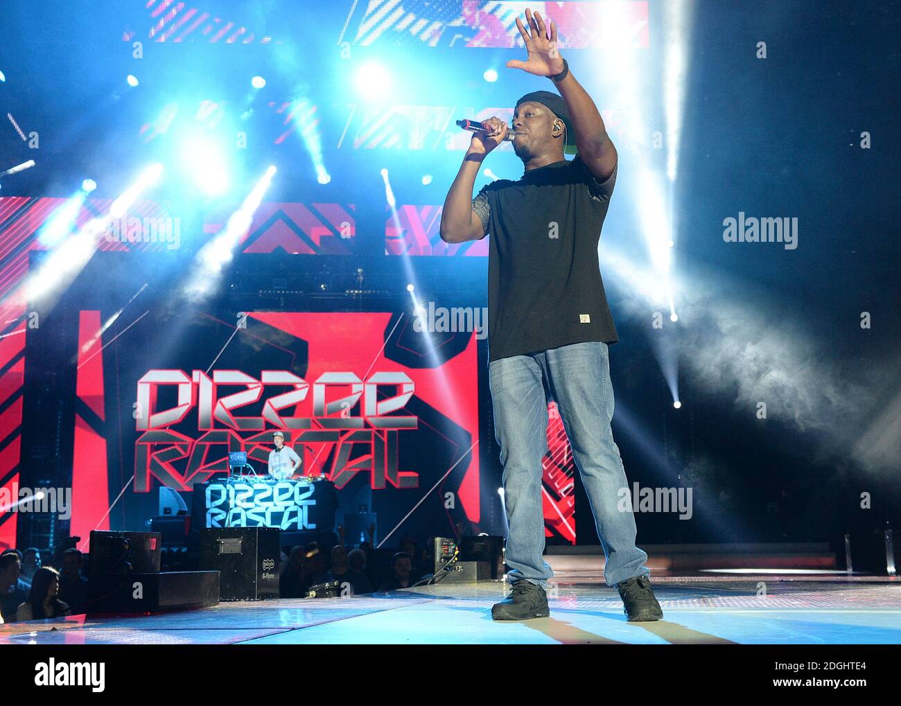 Dizzee Rascal performing on stage during the 2013 Capital FM Jingle Bell Ball at the O2 Arena ...