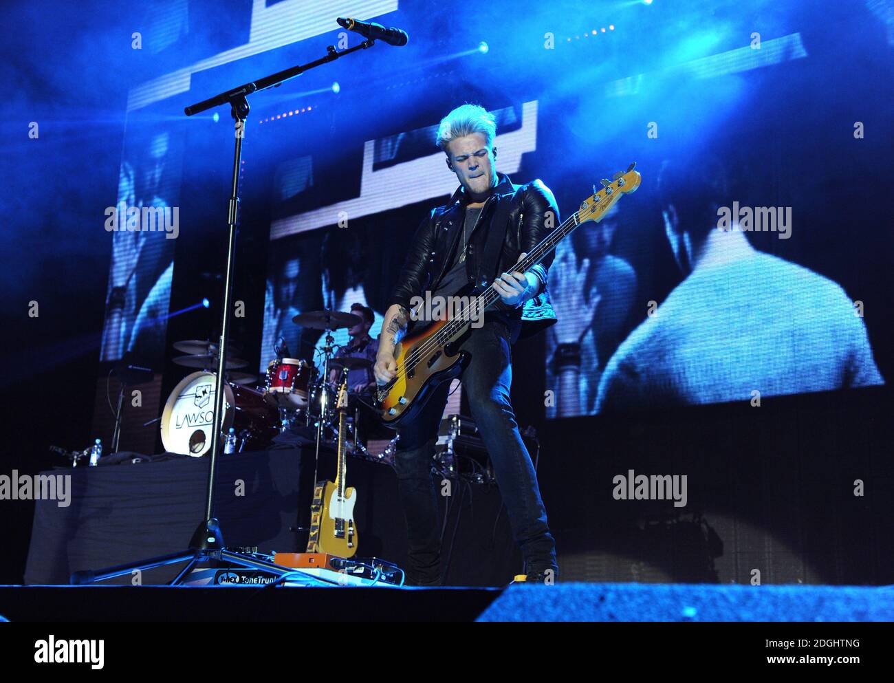 Lawson performing on stage during the 2013 Capital FM Jingle Bell Ball ...