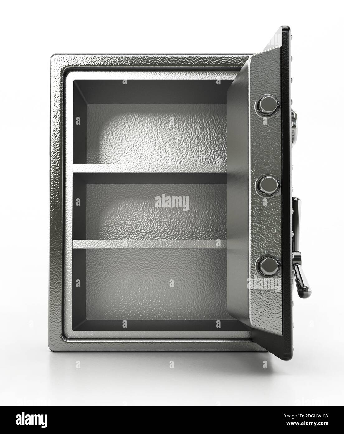 Open steel safe isolated on white background. 3D illustration Stock ...