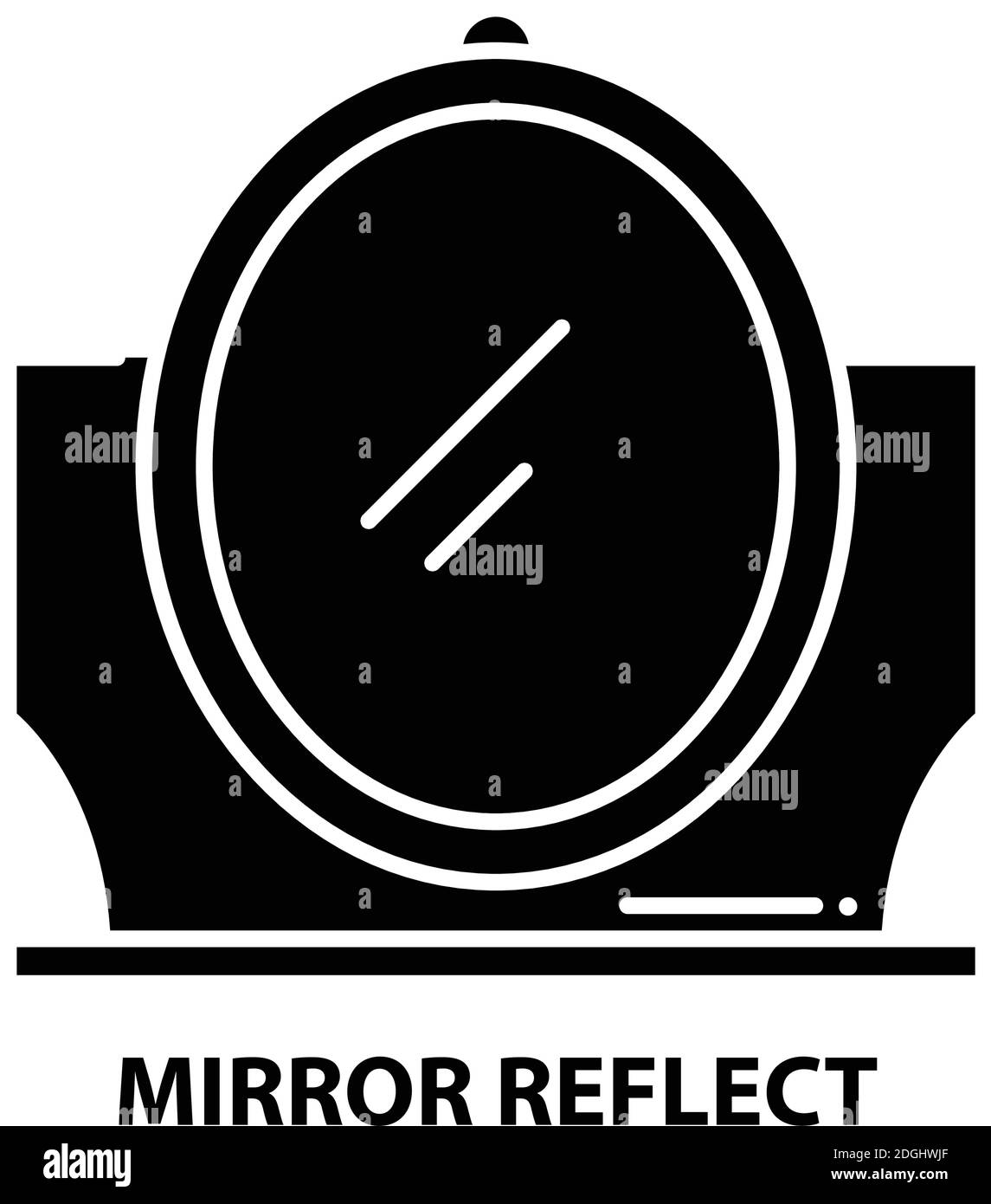 mirror reflect icon, black vector sign with editable strokes, concept ...