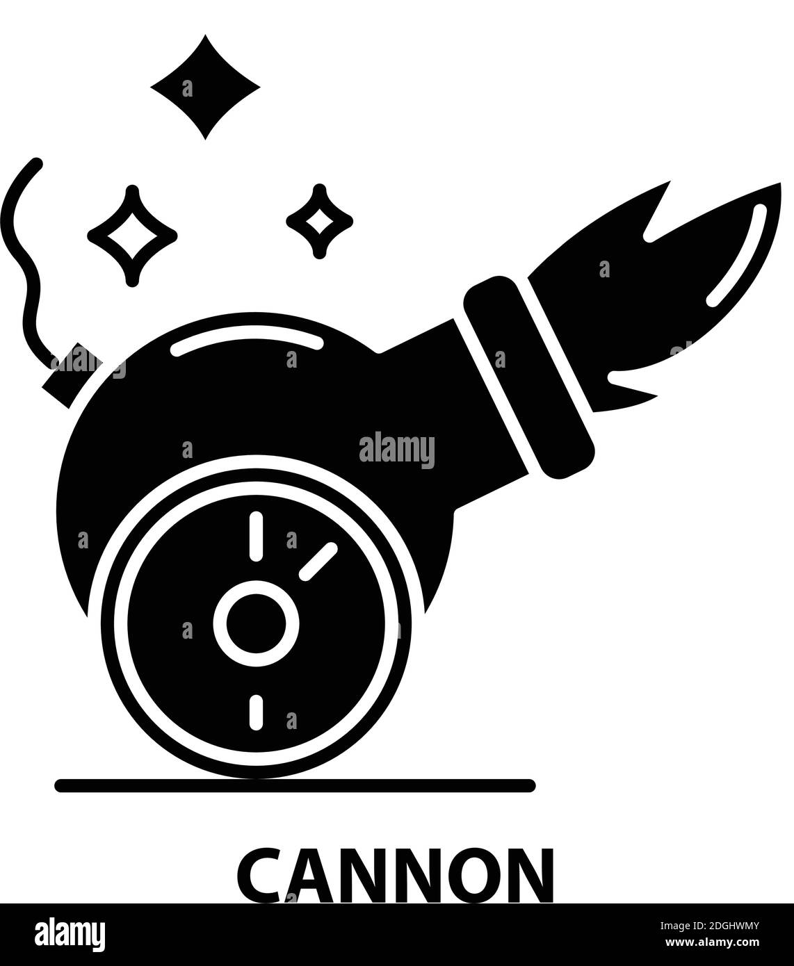 cannon icon, black vector sign with editable strokes, concept ...