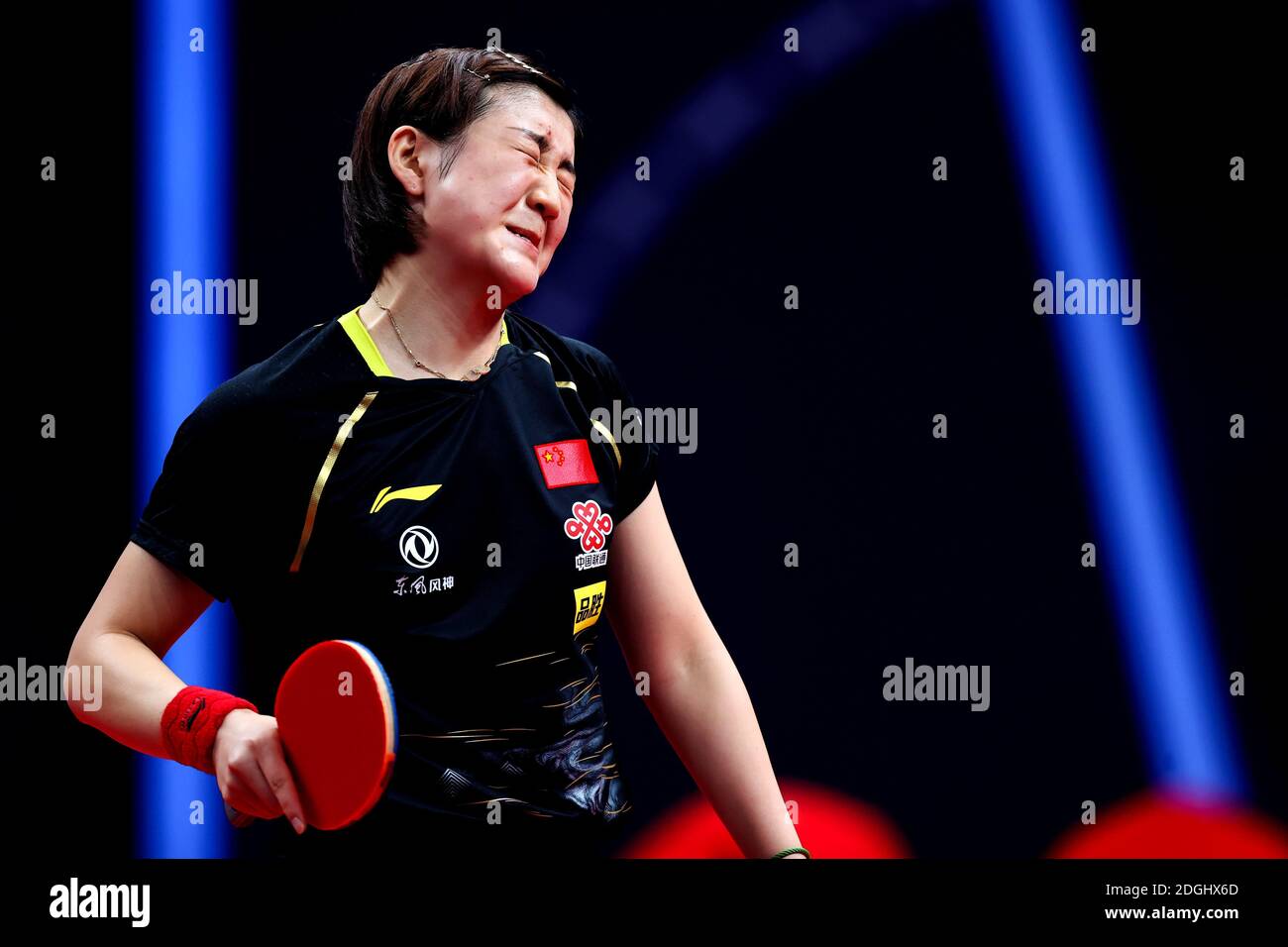 Chinese table tennis player Chen Meng plays against Chinese table ...