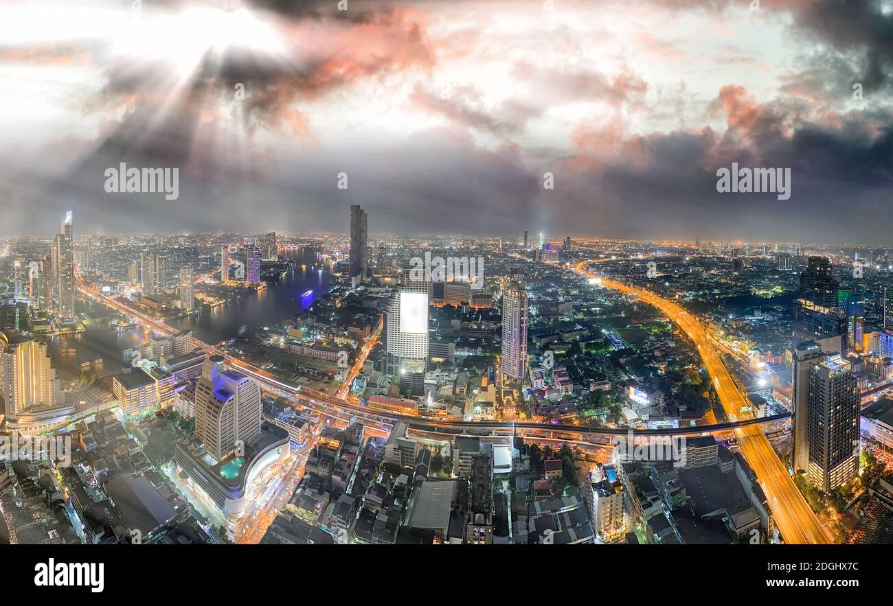 Sunset aerial view of Bangkok skyline, Thailand Stock Photo - Alamy