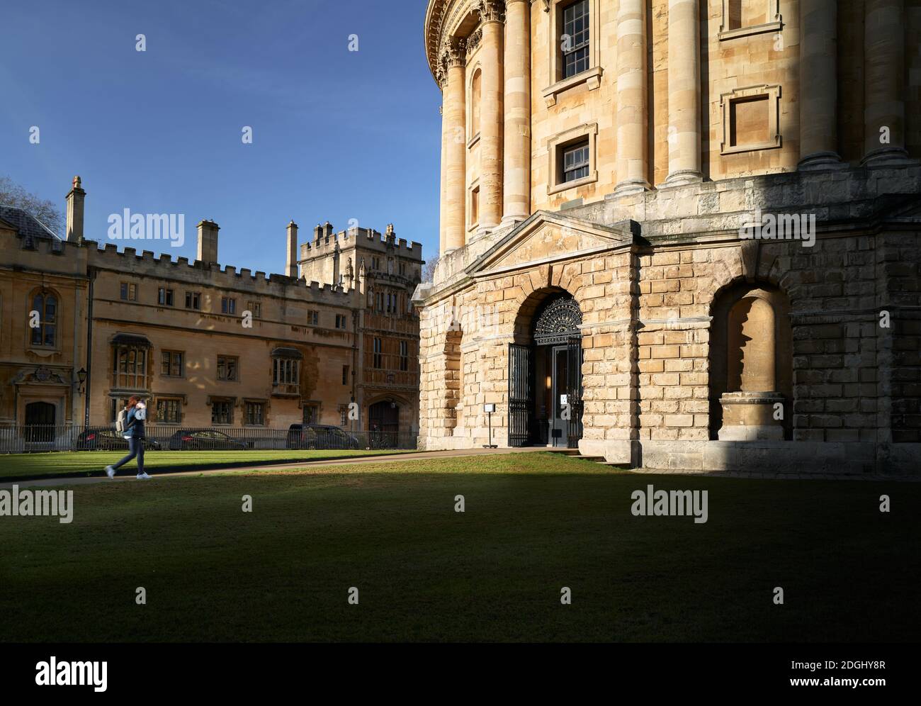 A student approaches the entrance to the Radcliffe Camera building ...