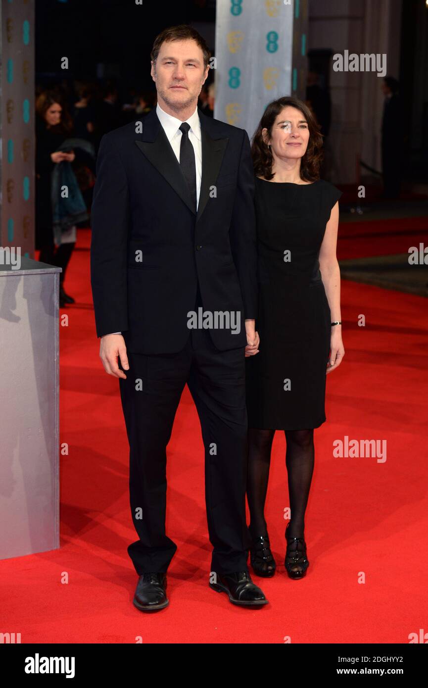 David Morrissey and wife arriving at The EE British Academy Film Awards ...