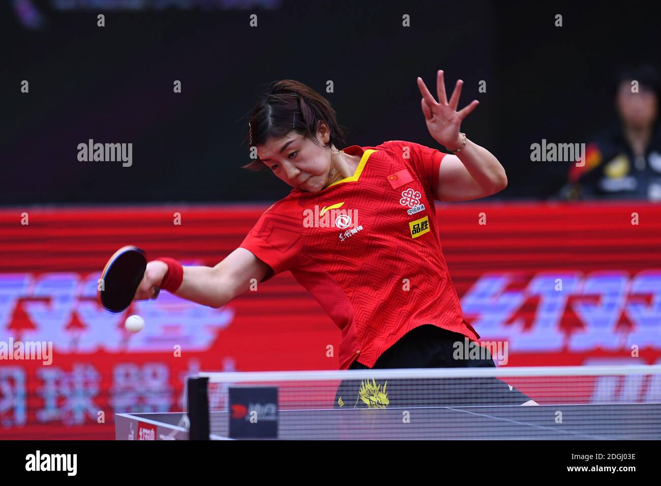 Chinese table tennis player Chen Meng plays against former Chinese, now ...