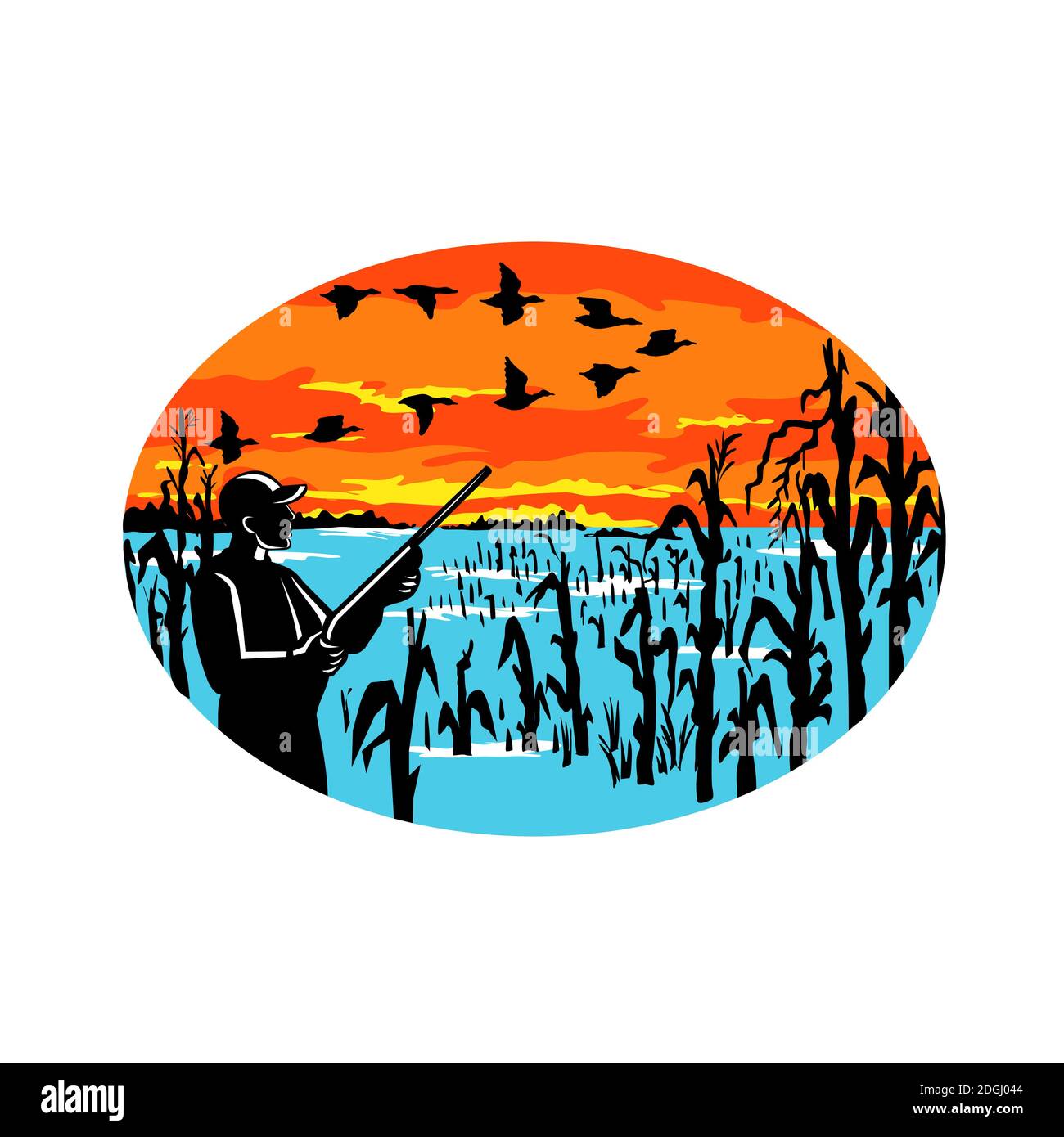 Illustration duck hunter shotgun Cut Out Stock Images & Pictures - Alamy