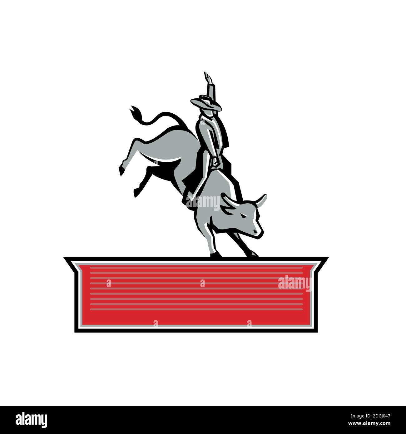 Rodeo Cowboy Bull Rider Text Banner Retro Stock Photo - Alamy
