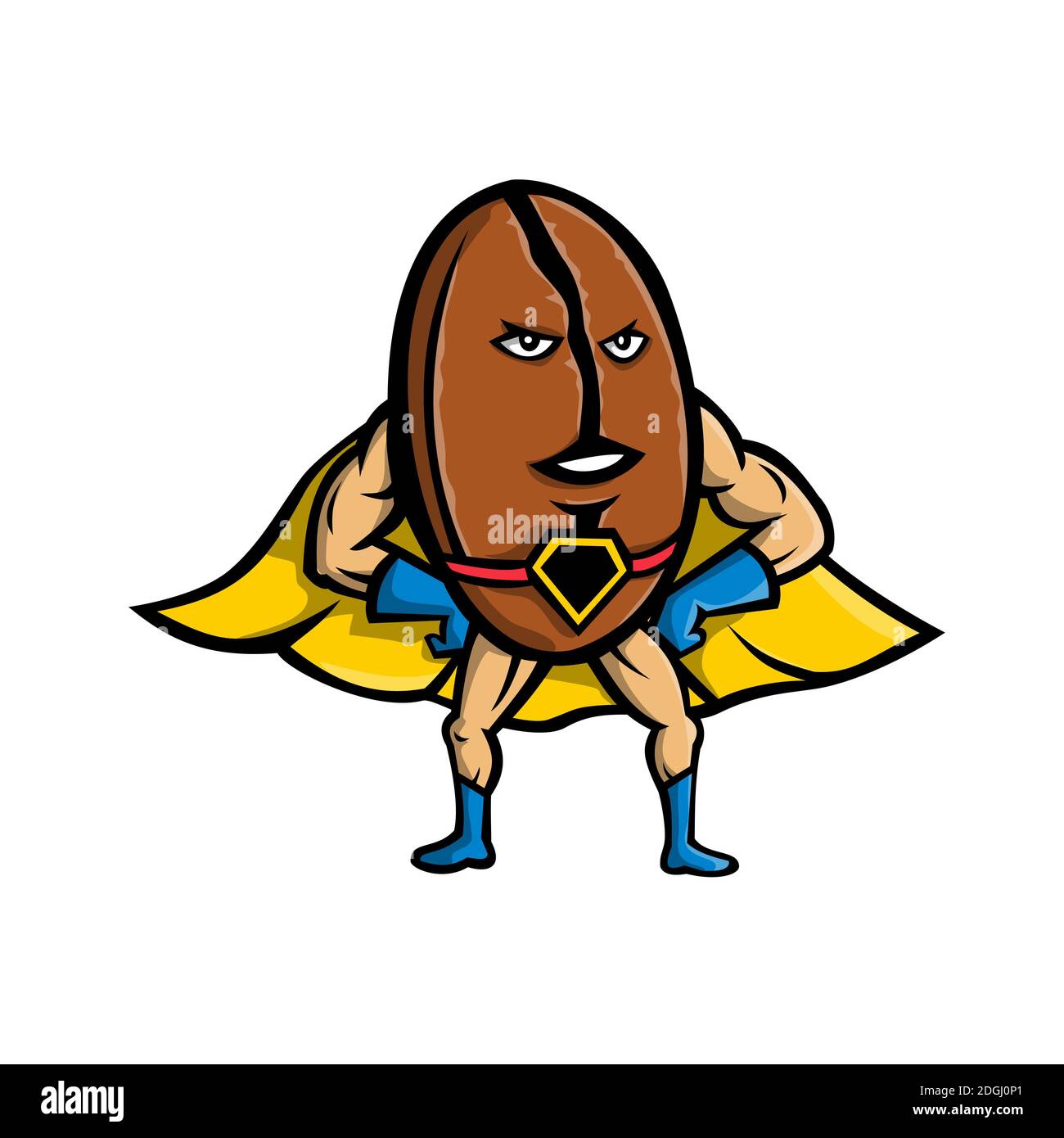 Coffee Bean Superhero Mascot Stock Photo - Alamy