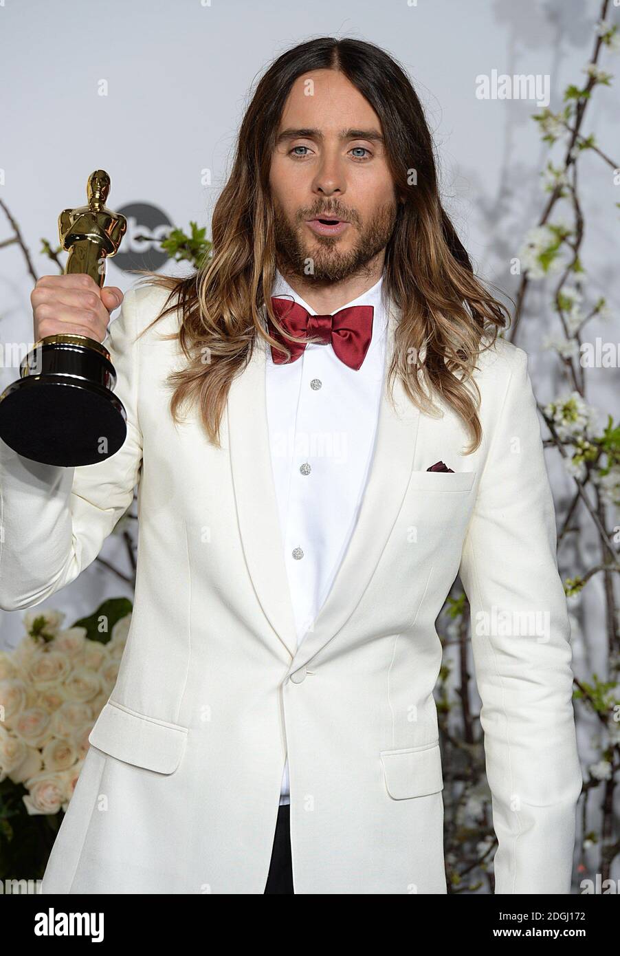 Jared Leto with his best supporting actor award for 'Dallas Buyers Club ...