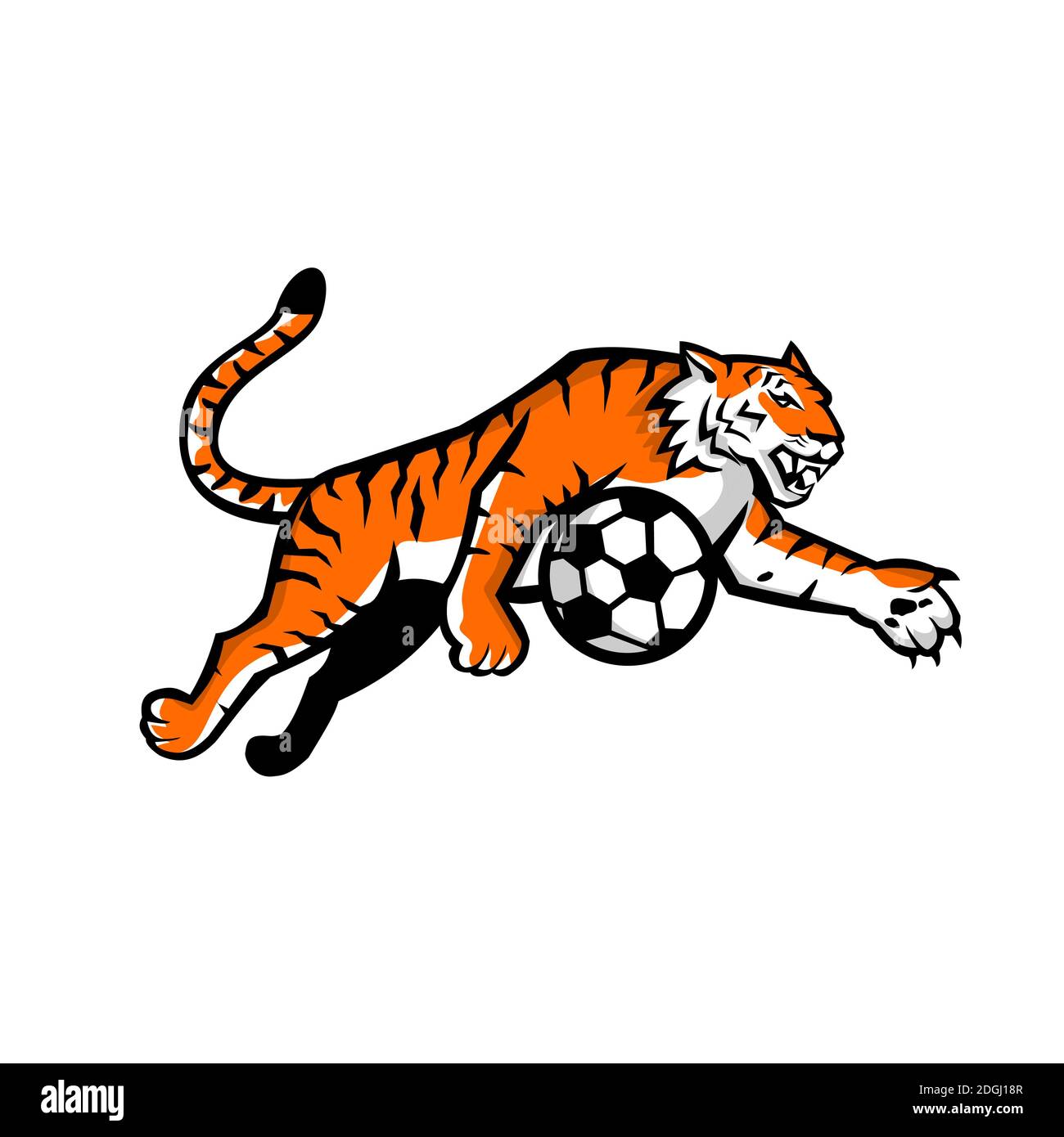 Tiger Jumping Soccer Ball Mascot Stock Photo - Alamy