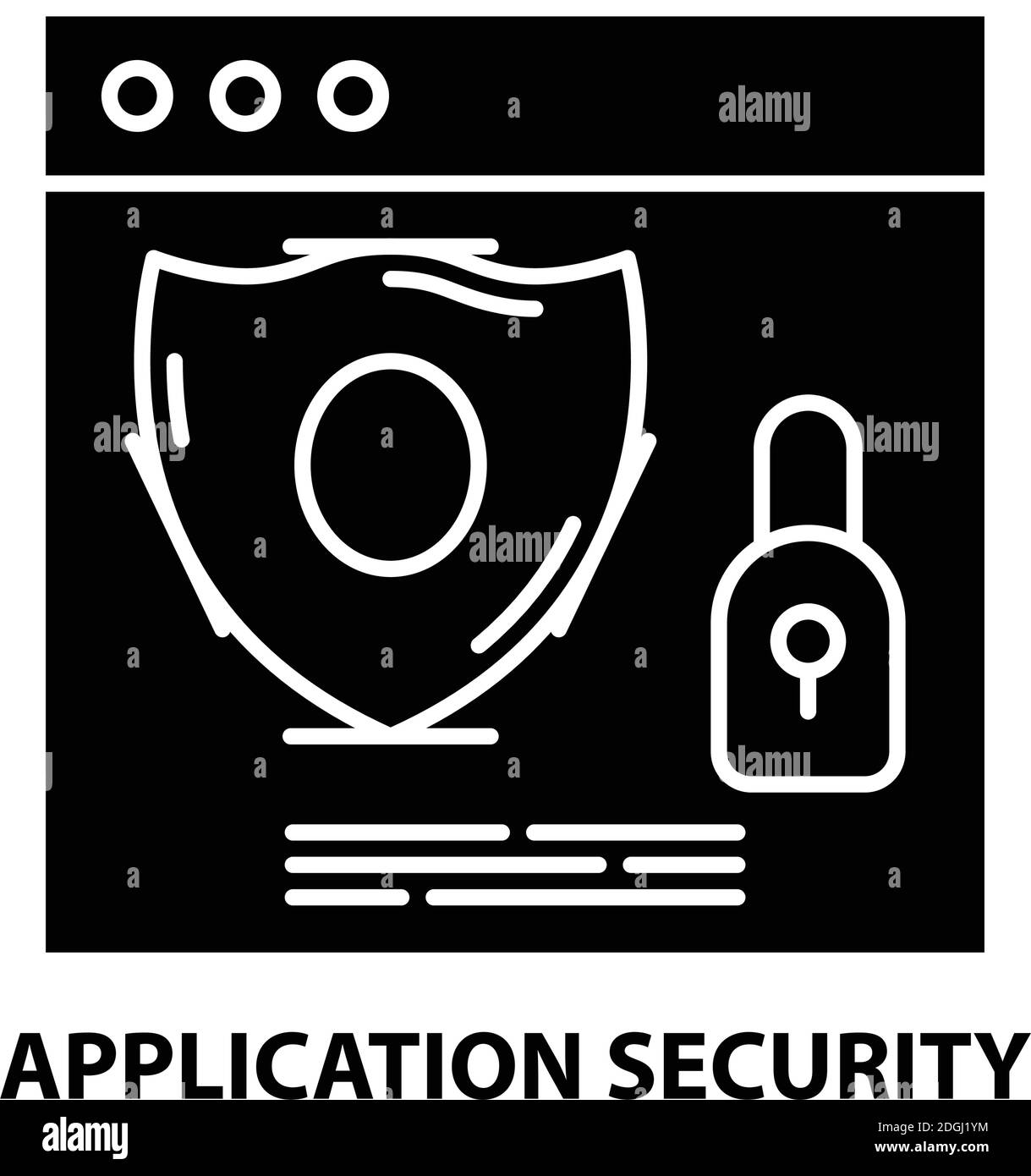 application security icon, black vector sign with editable strokes ...