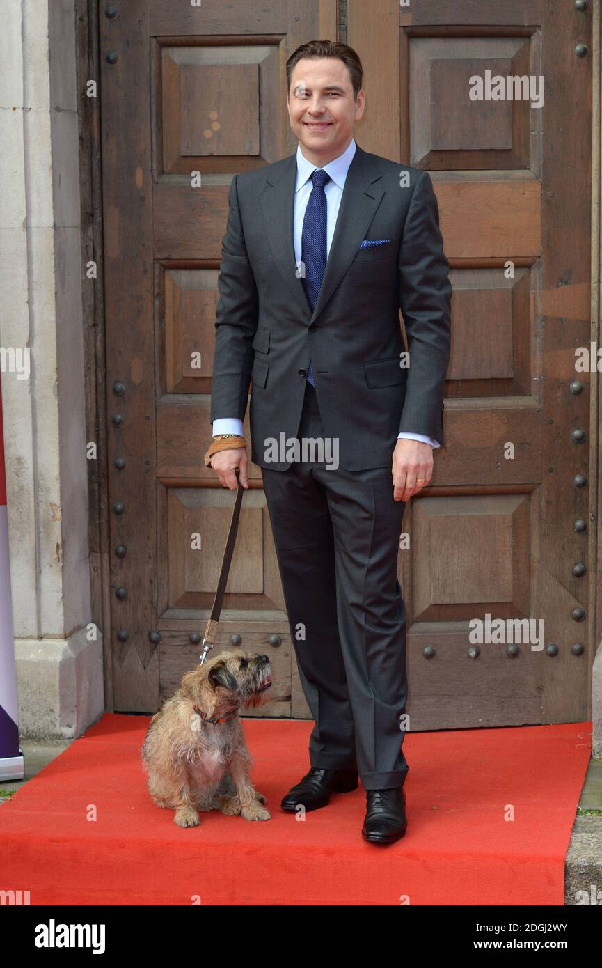 David Walliams and his dog Bert arriving at the Britains Got Talent ...