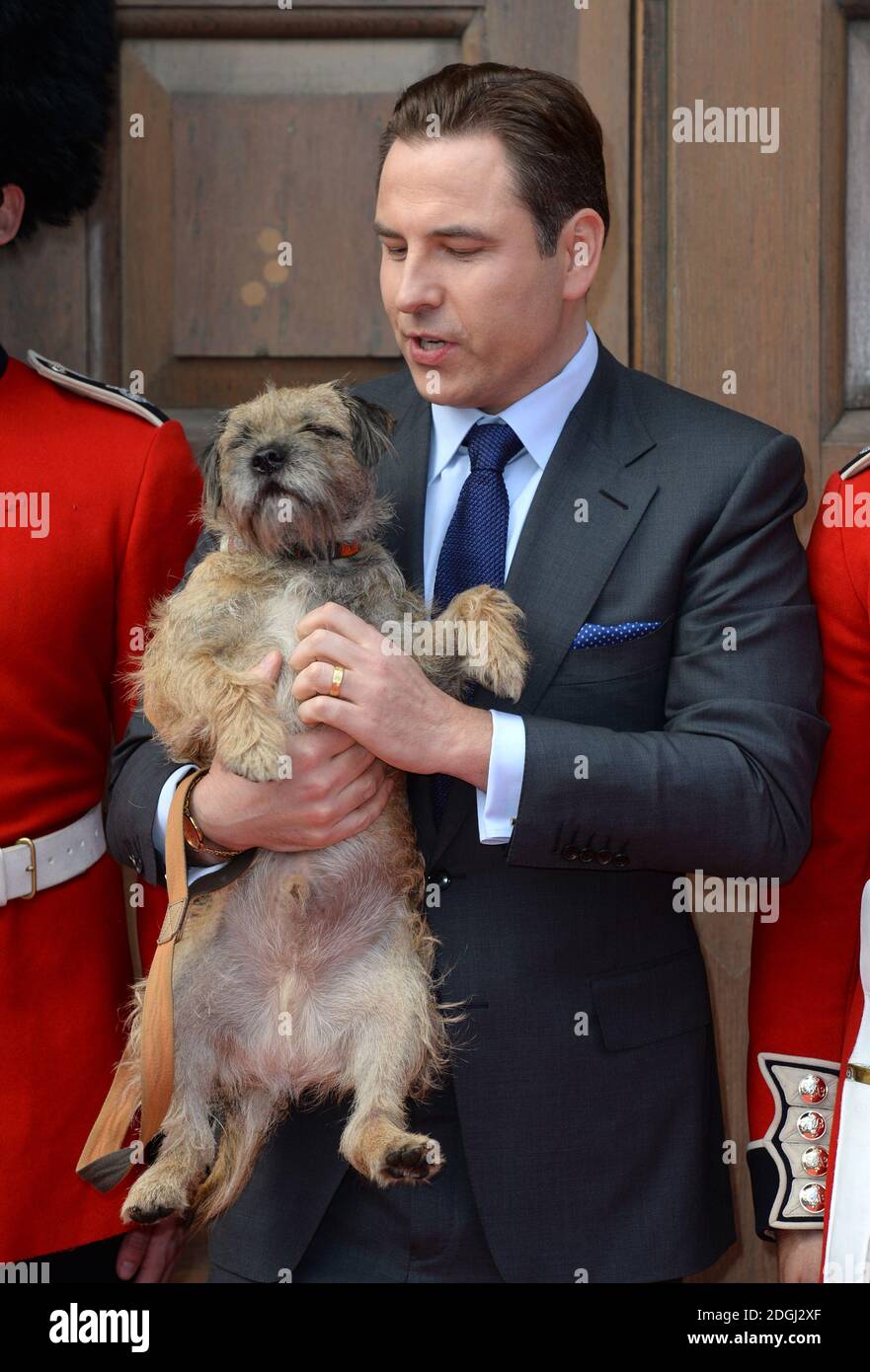 David Walliams and his dog Bert arriving at the Britains Got Talent ...