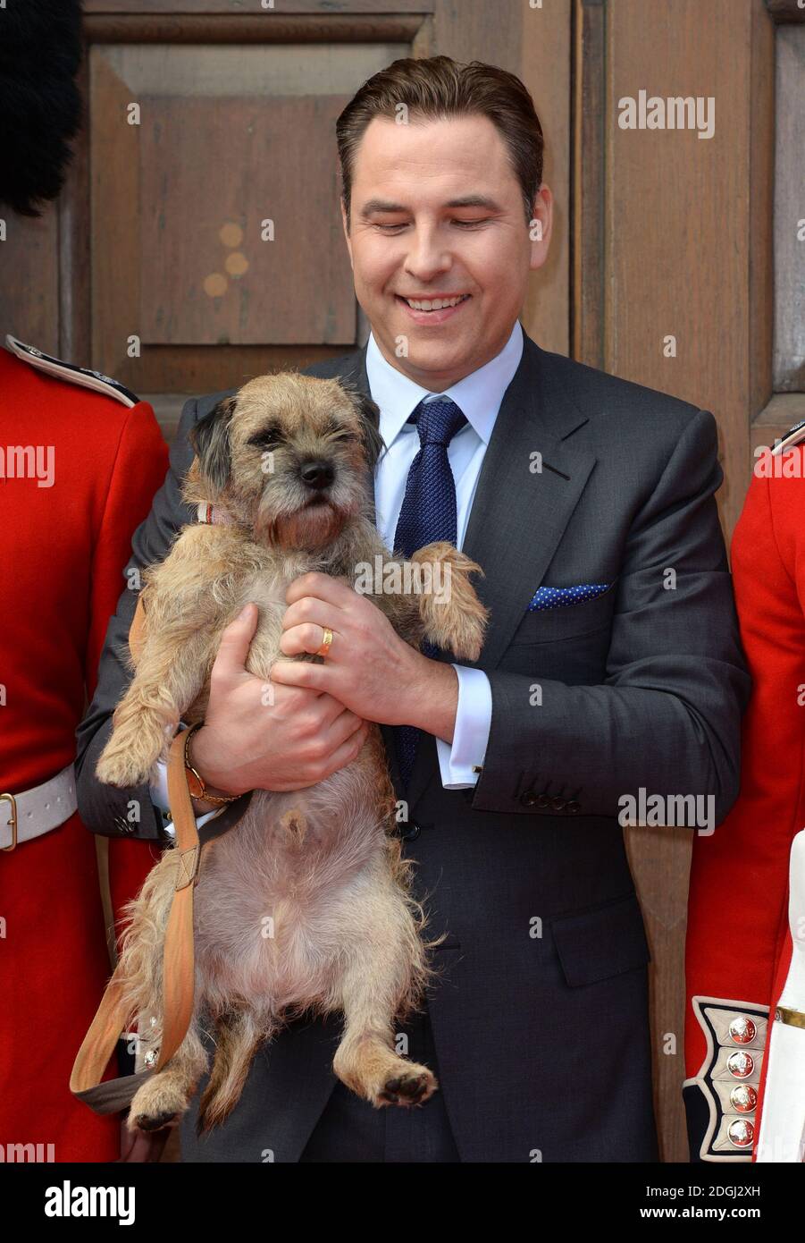 David Walliams and his dog Bert arriving at the Britains Got Talent ...