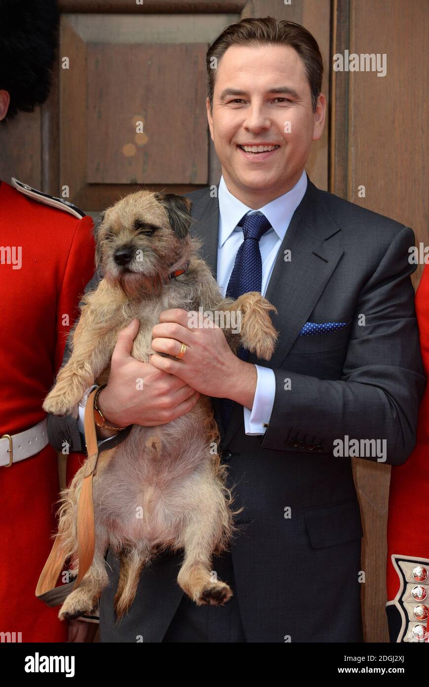 David Walliams and his dog Bert arriving at the Britains Got Talent ...