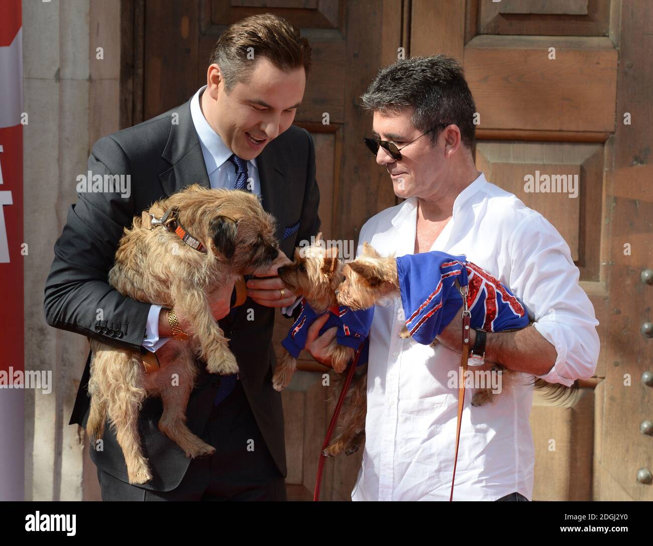 David Walliams with his dog Bert and Simon Cowell with his dogs ...