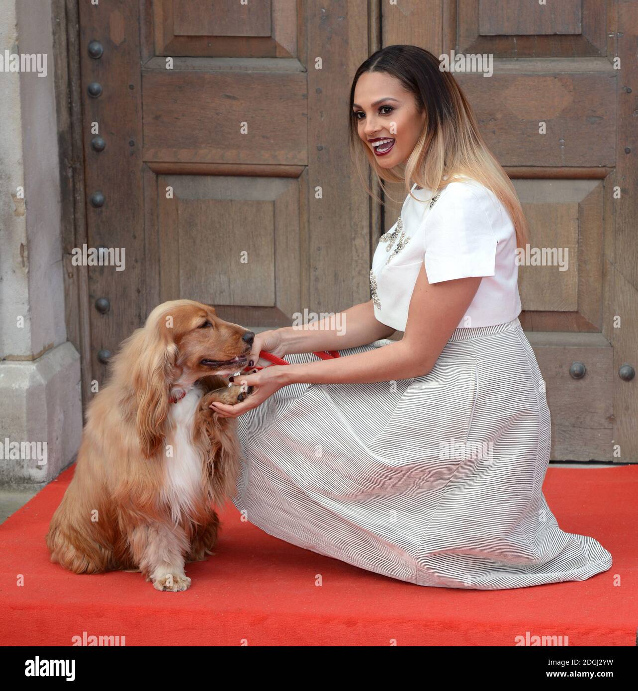 Alesha Dixon and her dog Prince arriving at the Britains Got Talent ...