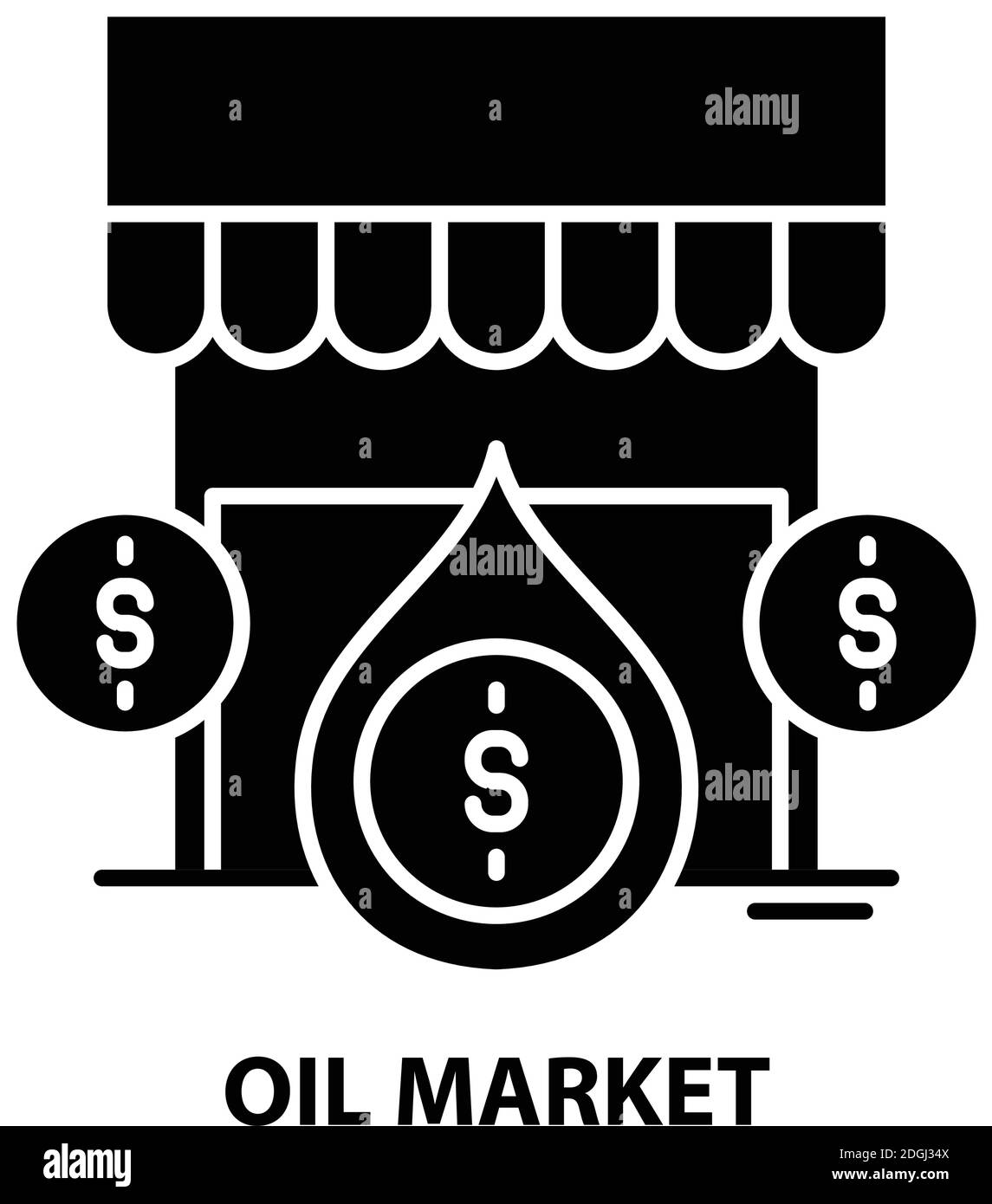 oil market icon, black vector sign with editable strokes, concept ...