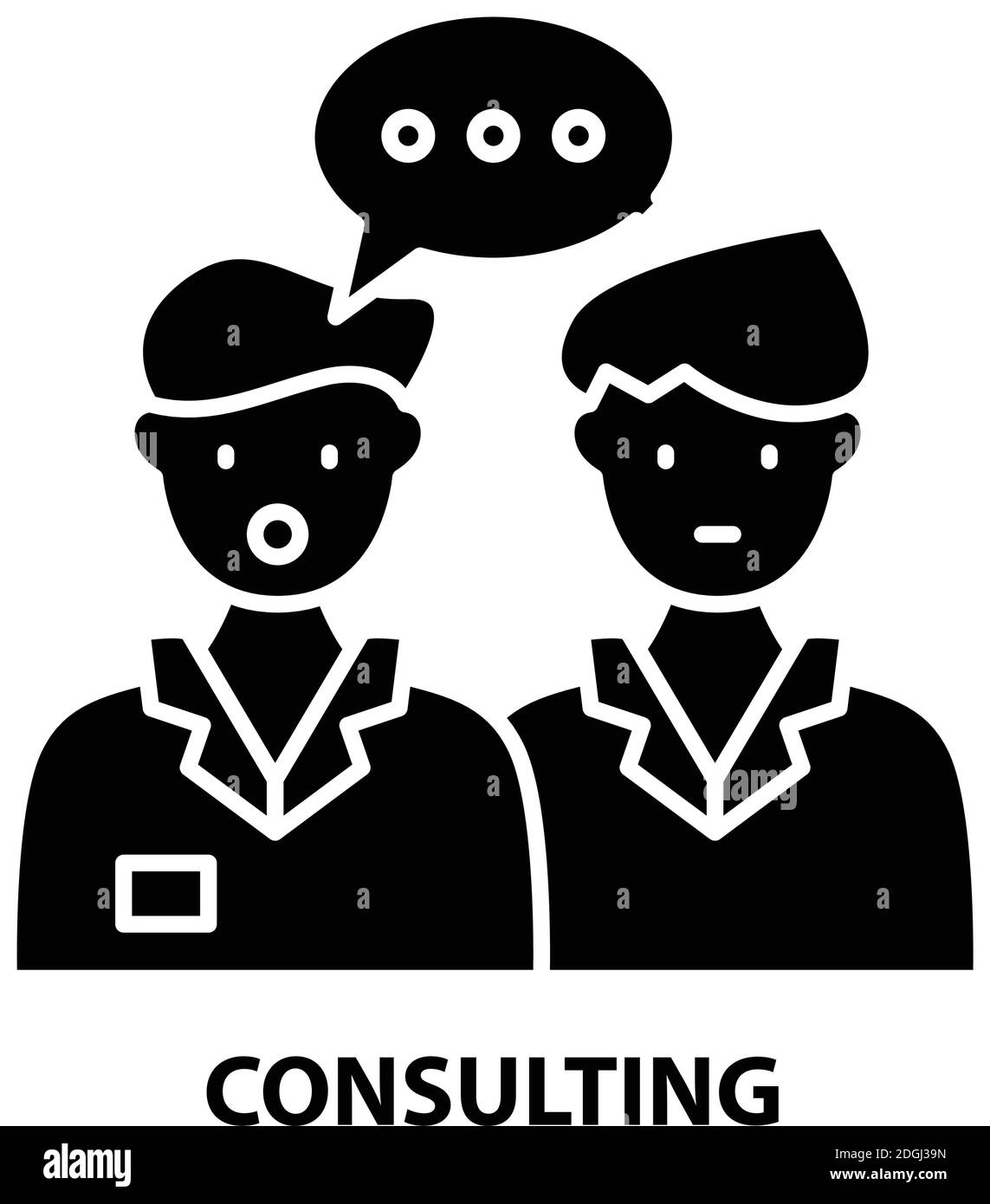 consulting icon, black vector sign with editable strokes, concept ...