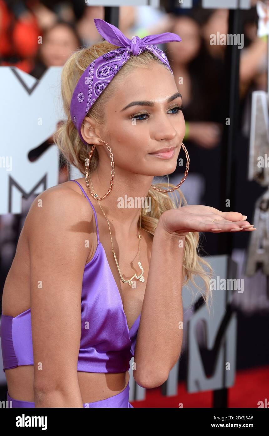Pia Mia arriving at The MTV Movie Awards 2014, the Nokia Theatre L.A ...