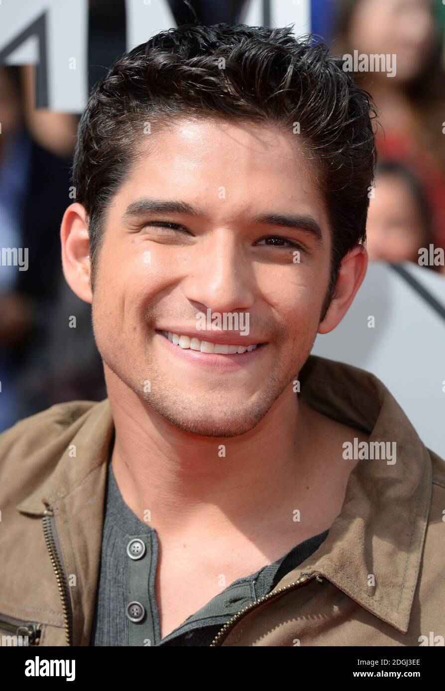 Tyler Posey arriving at The MTV Movie Awards 2014, the Nokia Theatre L ...