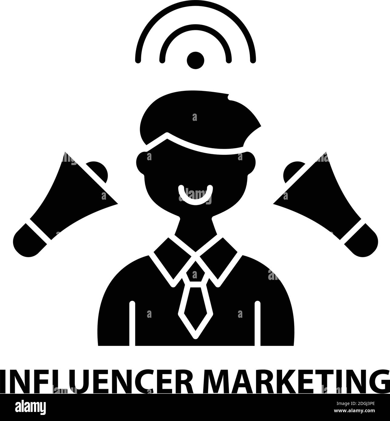 influencer marketing icon, black vector sign with editable strokes ...