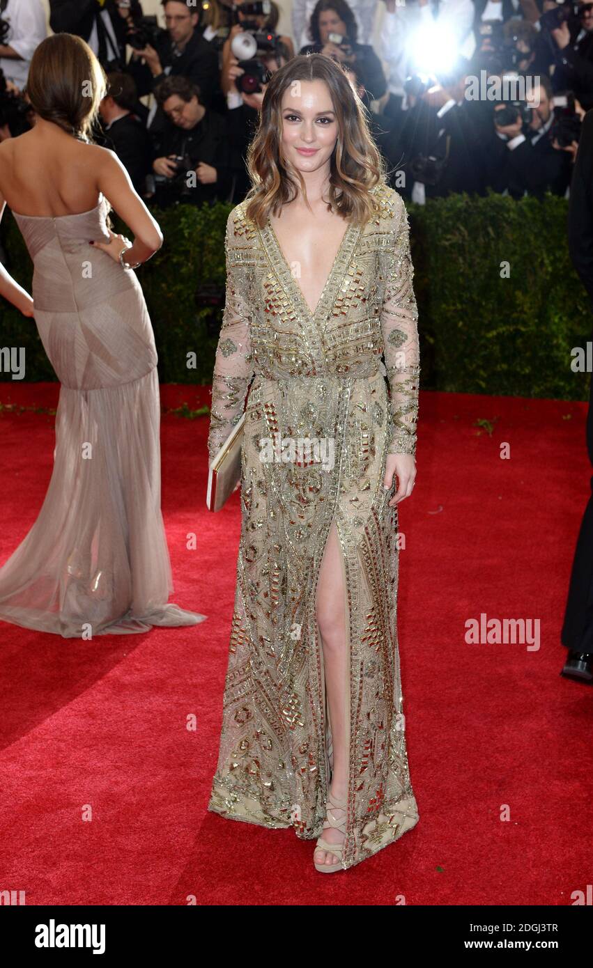 Leighton Meester arriving at the Costume Institute Benefit Met Gala ...