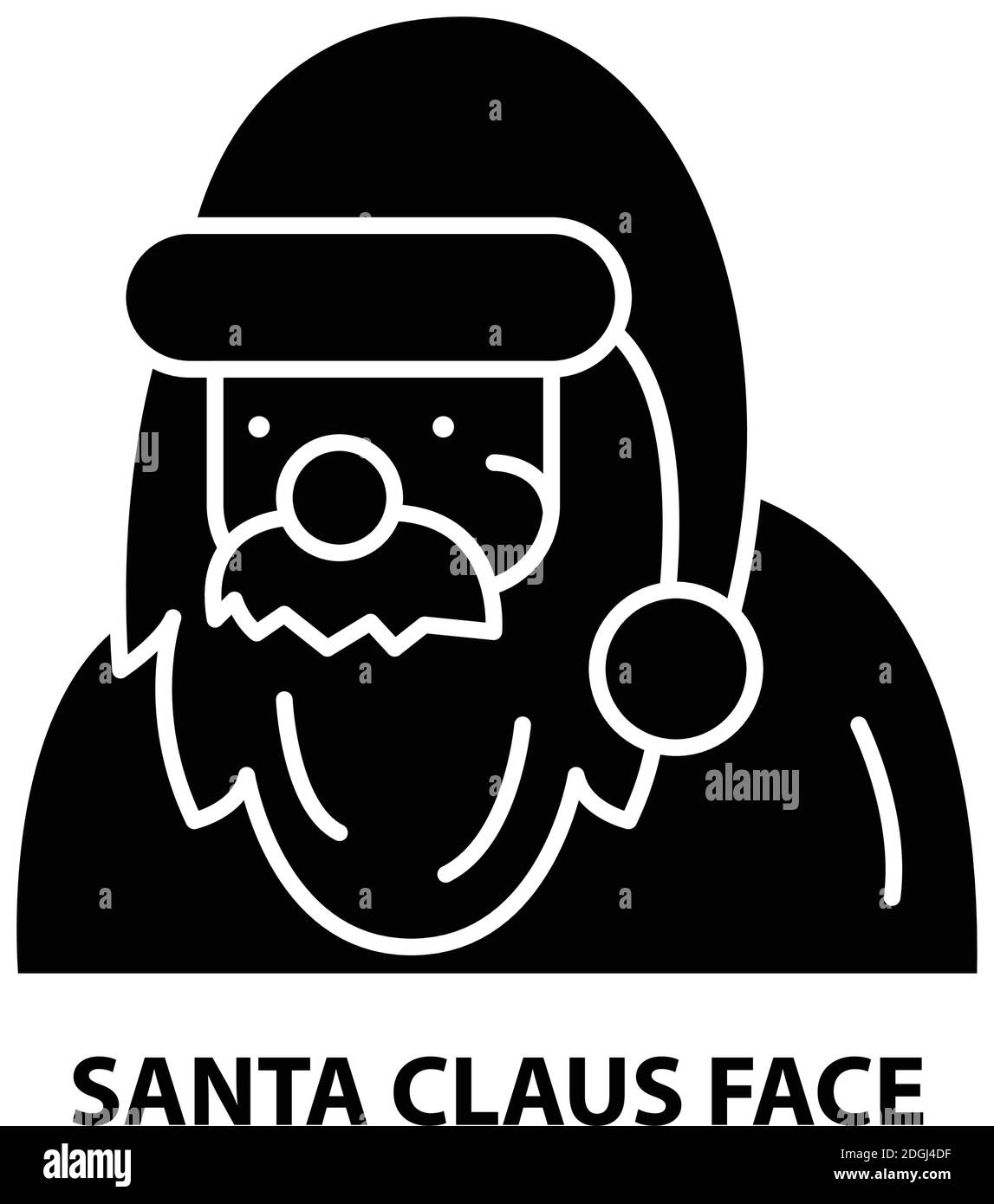 santa claus face icon, black vector sign with editable strokes, concept ...