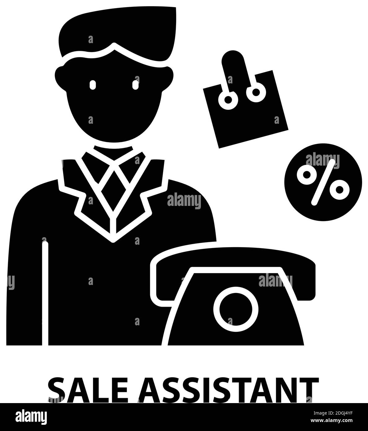 sale assistant icon, black vector sign with editable strokes, concept ...