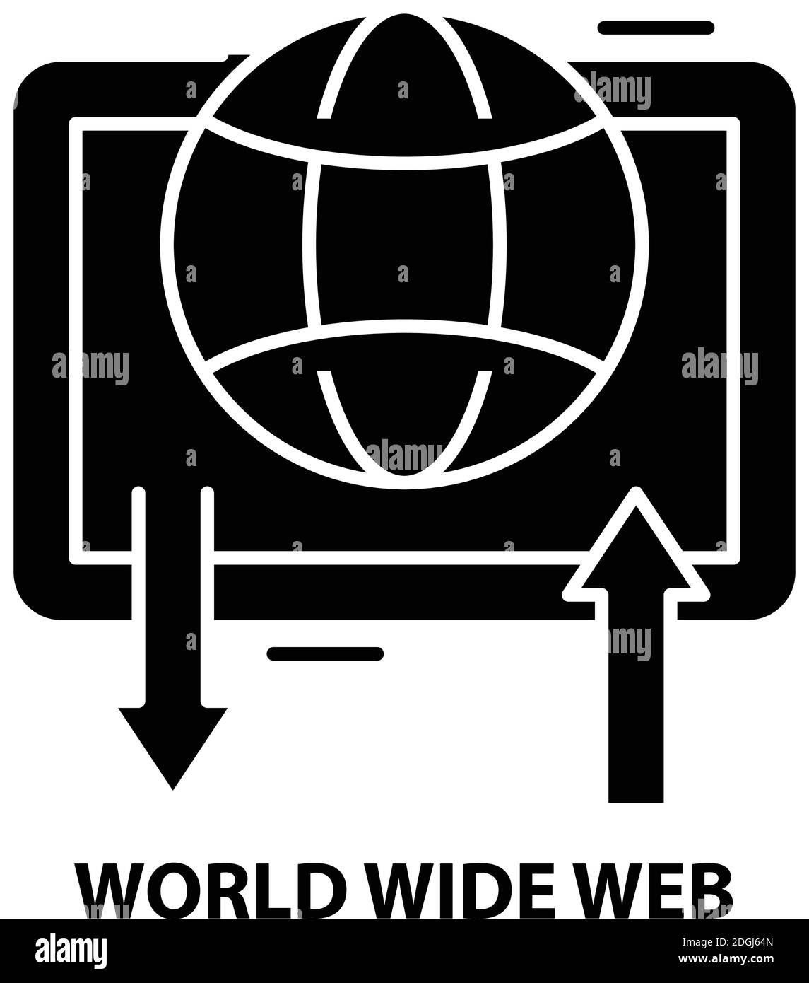 world wide web icon, black vector sign with editable strokes, concept ...