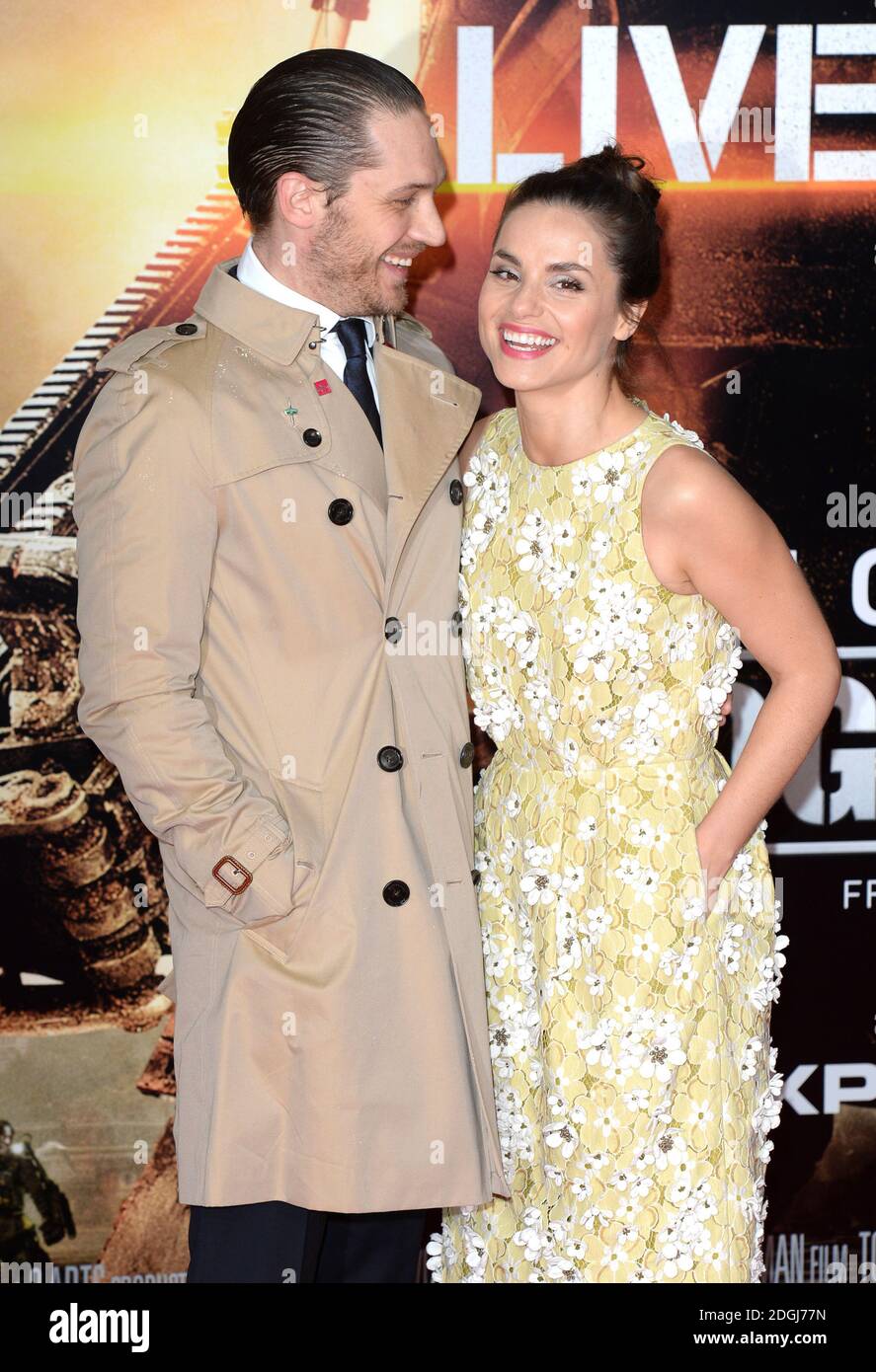 Tom Hardy and Charlotte Riley arriving at the Edge of Tomorrow World ...