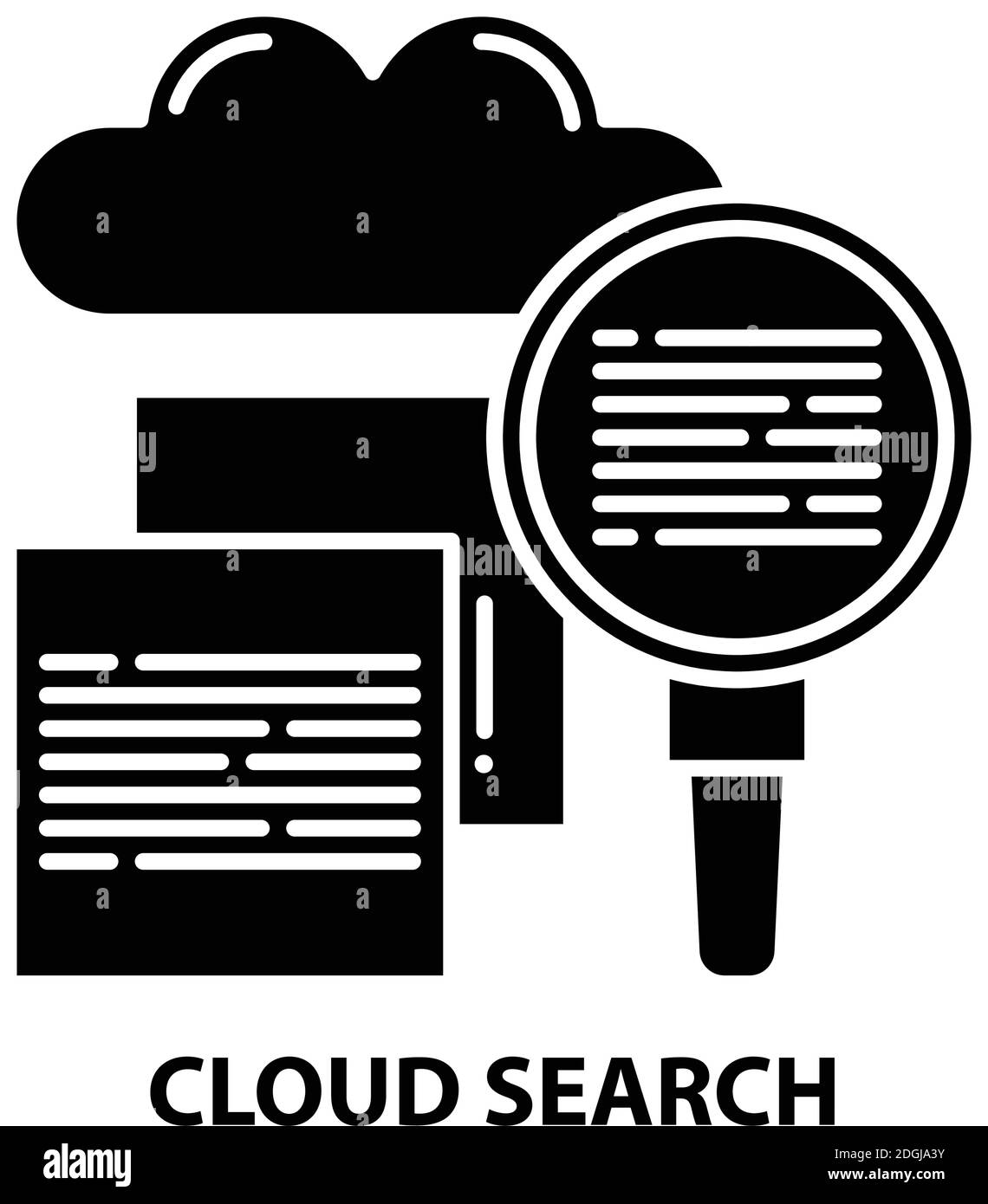 cloud search symbol icon, black vector sign with editable strokes ...