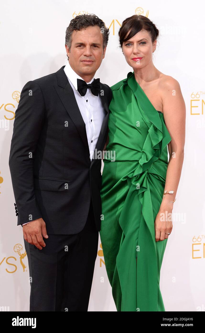 Mark Ruffalo and wife Sunrise Coigney arriving at the EMMY Awards 2014 ...