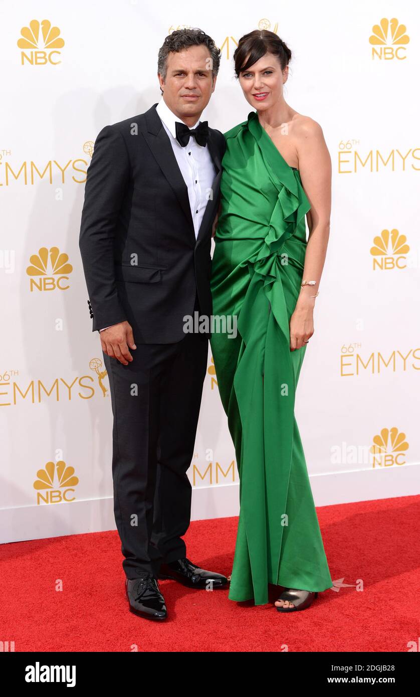 Mark Ruffalo and wife Sunrise Coigney arriving at the EMMY Awards 2014 ...