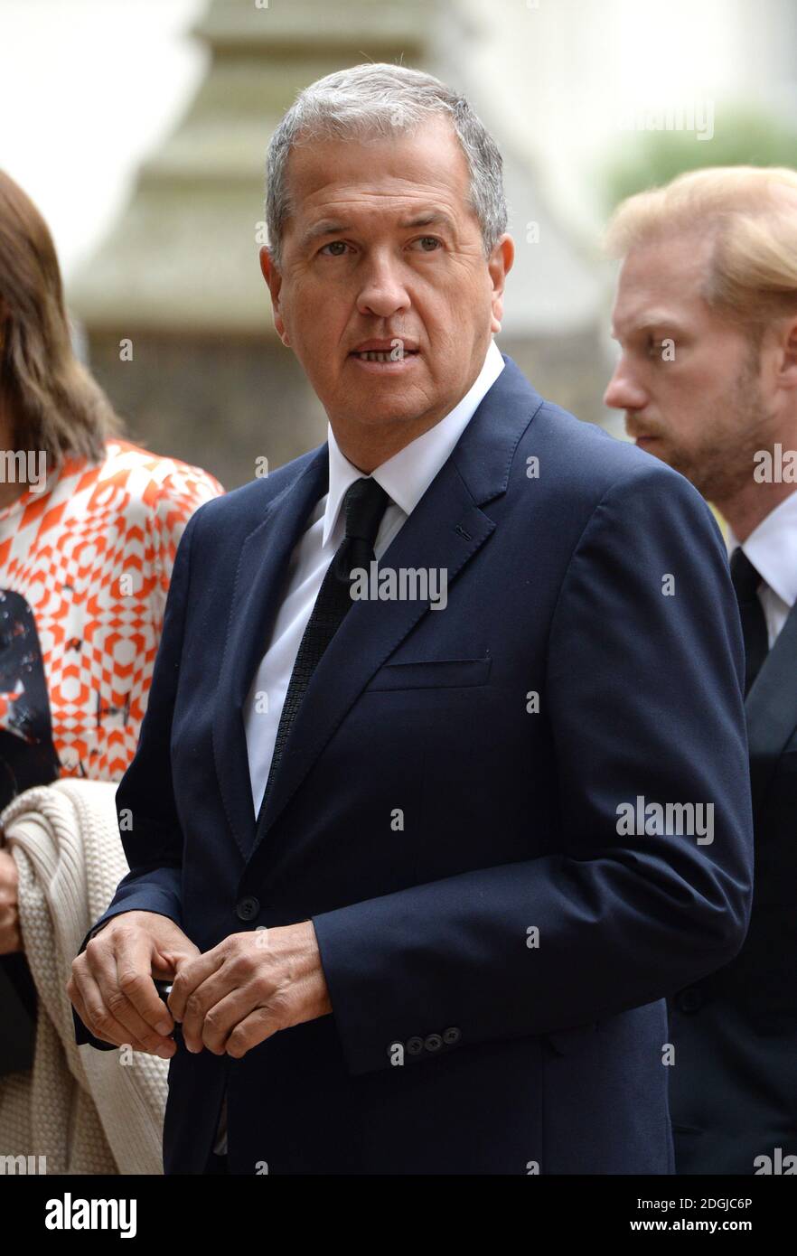 Mario Testino arriving at the Memorial Service for Mark Roland Shand ...