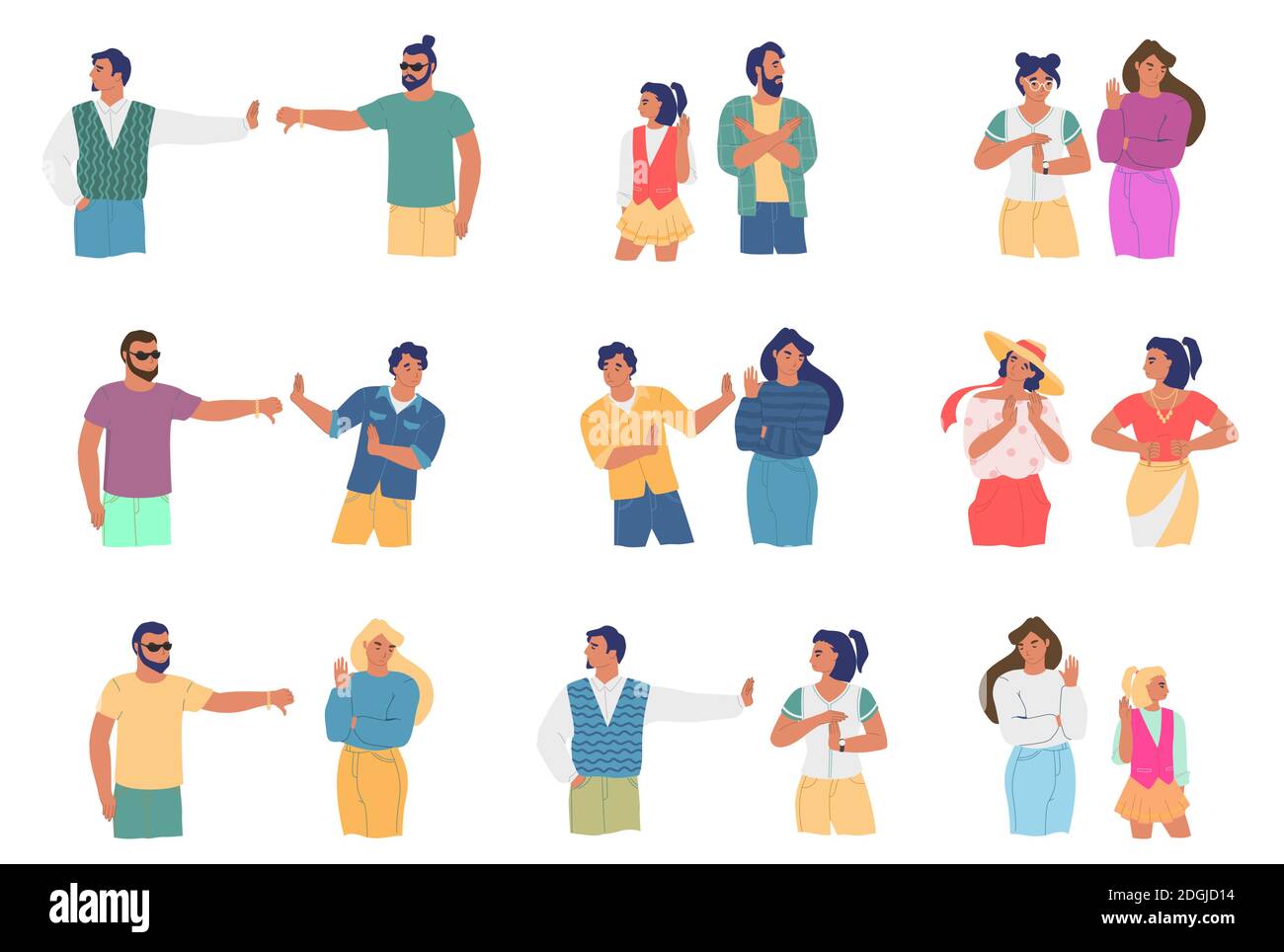 Conflict people cartoon character set, flat vector illustration. Family ...