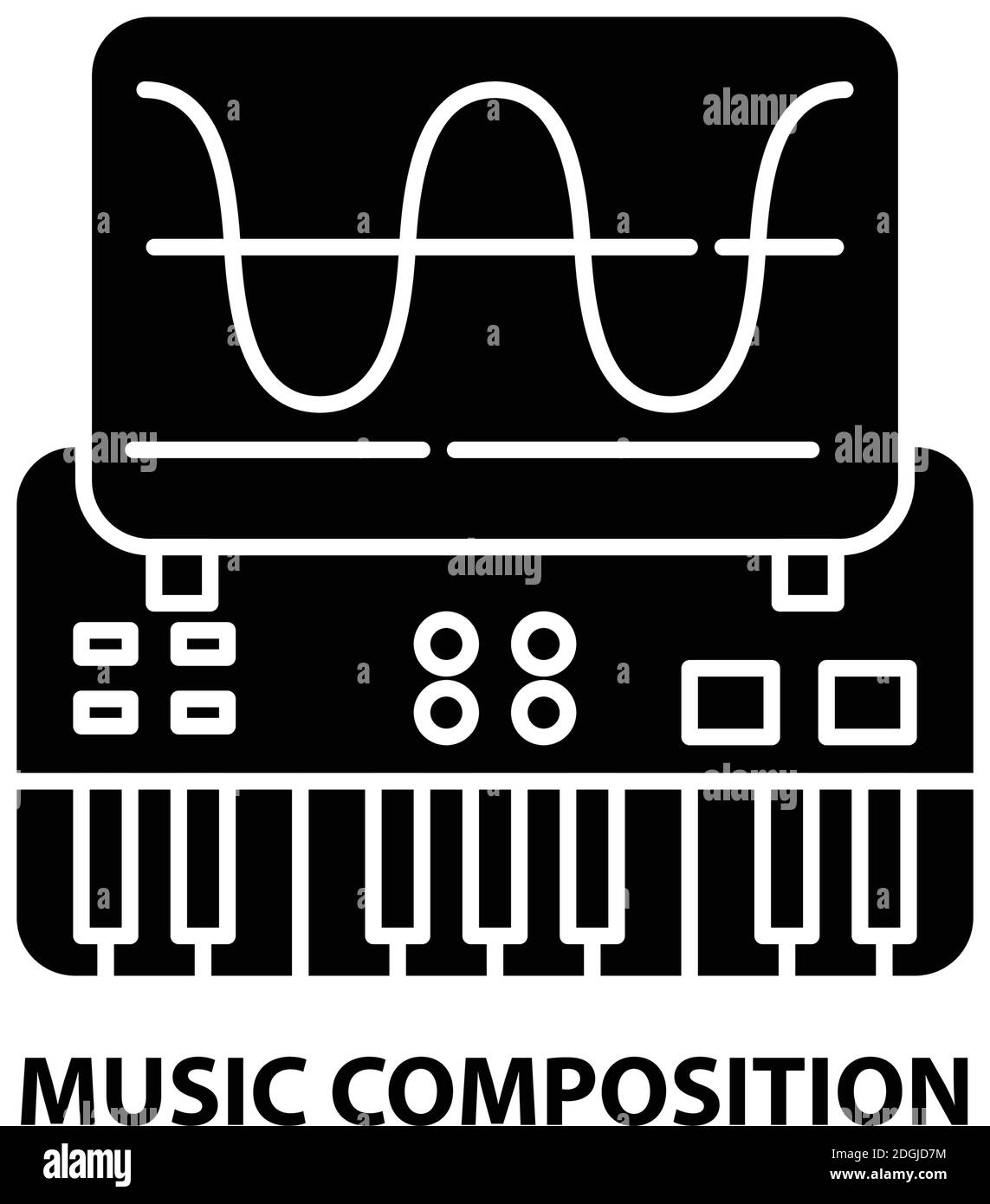 music composition icon, black vector sign with editable strokes ...