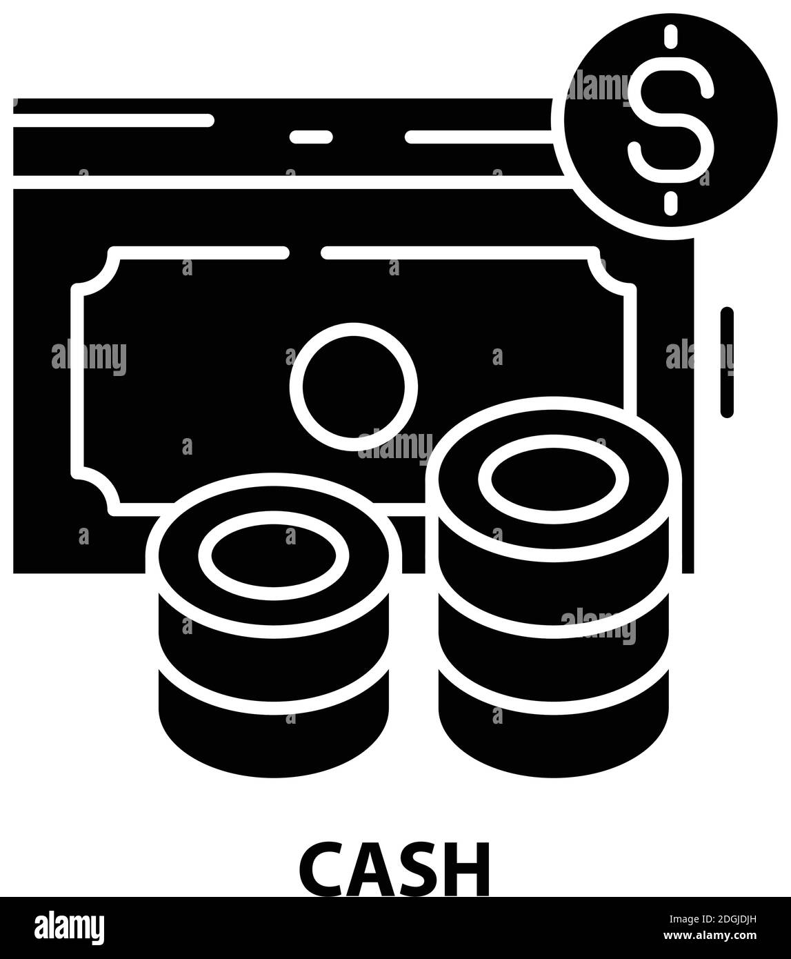 cash icon, black vector sign with editable strokes, concept ...