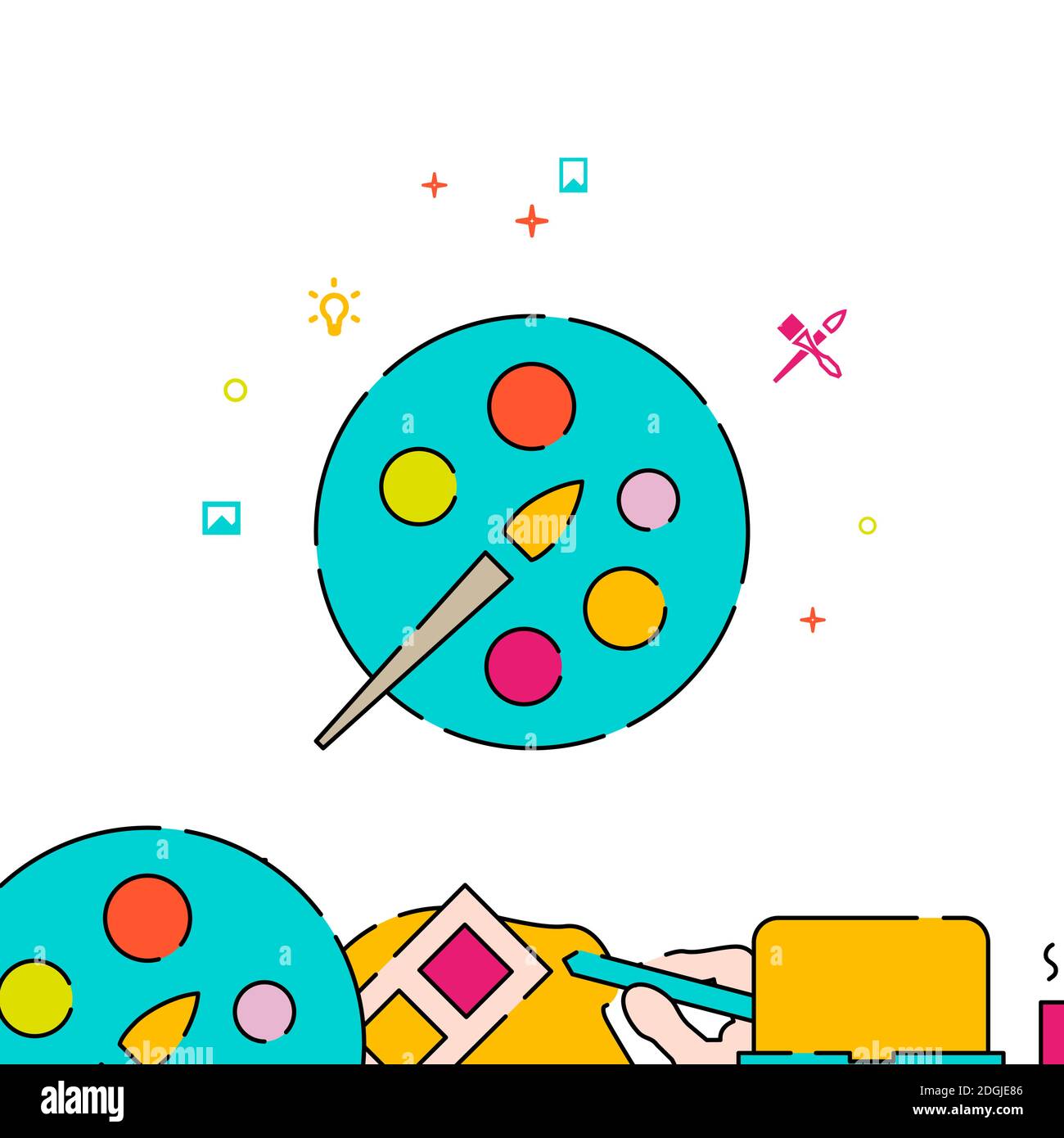 Artist Palette Line Drawing High Resolution Stock Photography and ...