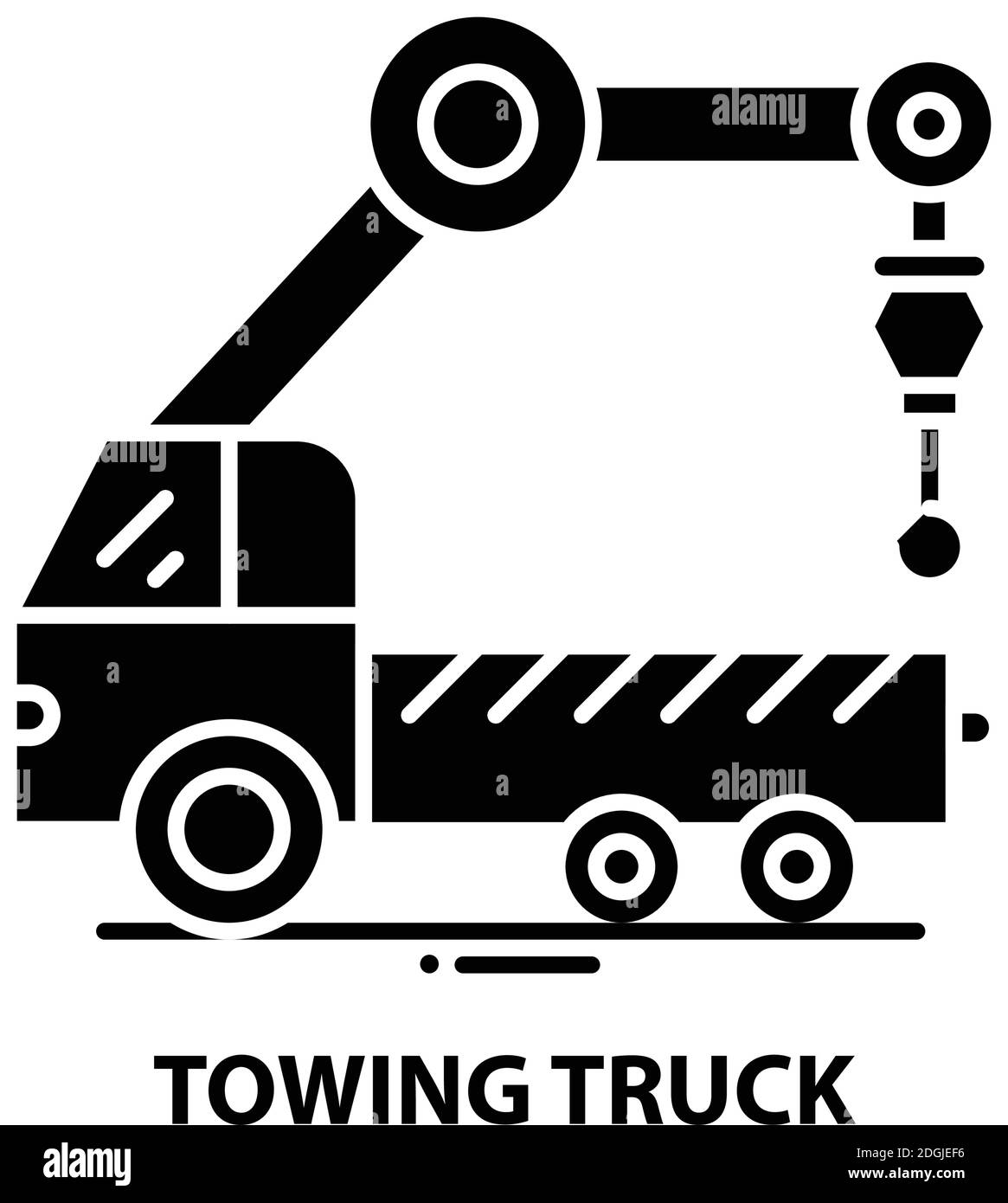 towing truck icon, black vector sign with editable strokes, concept ...
