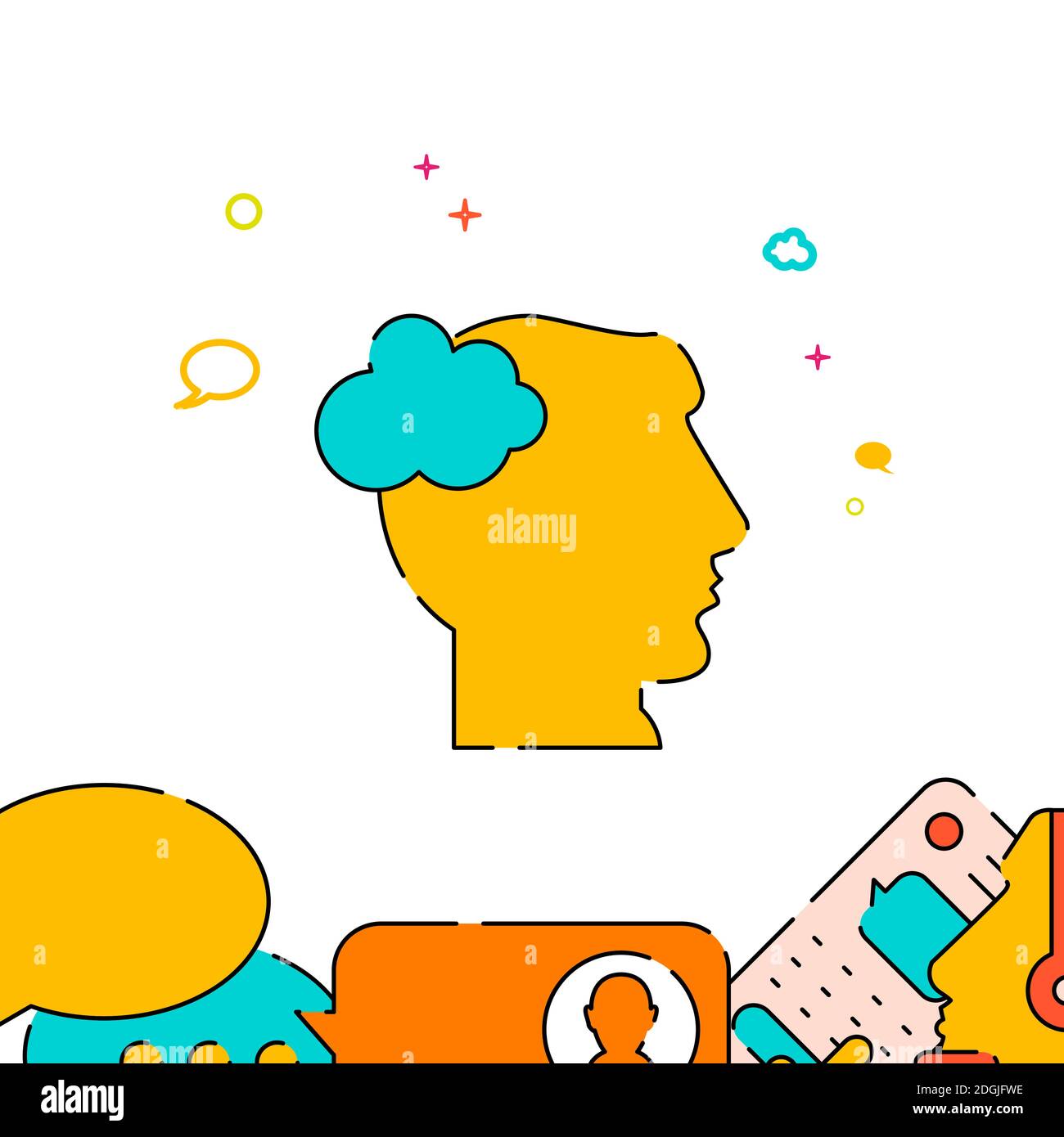 Man thinks thought filled line icon, simple illustration Stock Vector ...