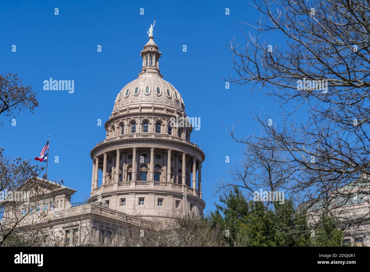 Aerial Views Of The City Of Austin Texas Along The Colorado River Stock ...