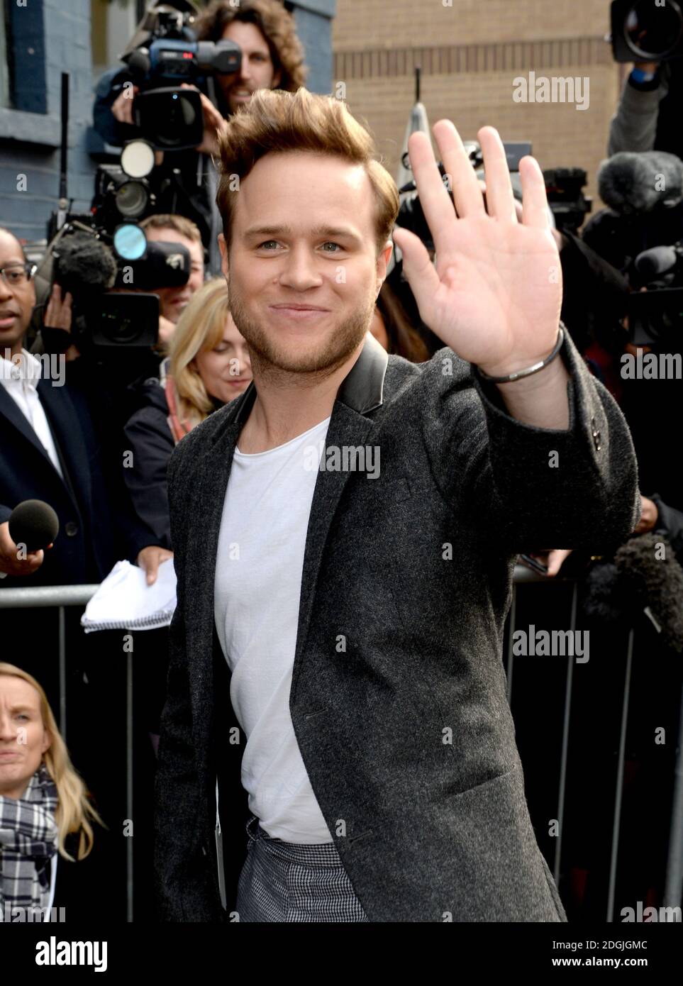 Olly Murs arriving at the Band Aid 30 recording at Sarm Studios in ...