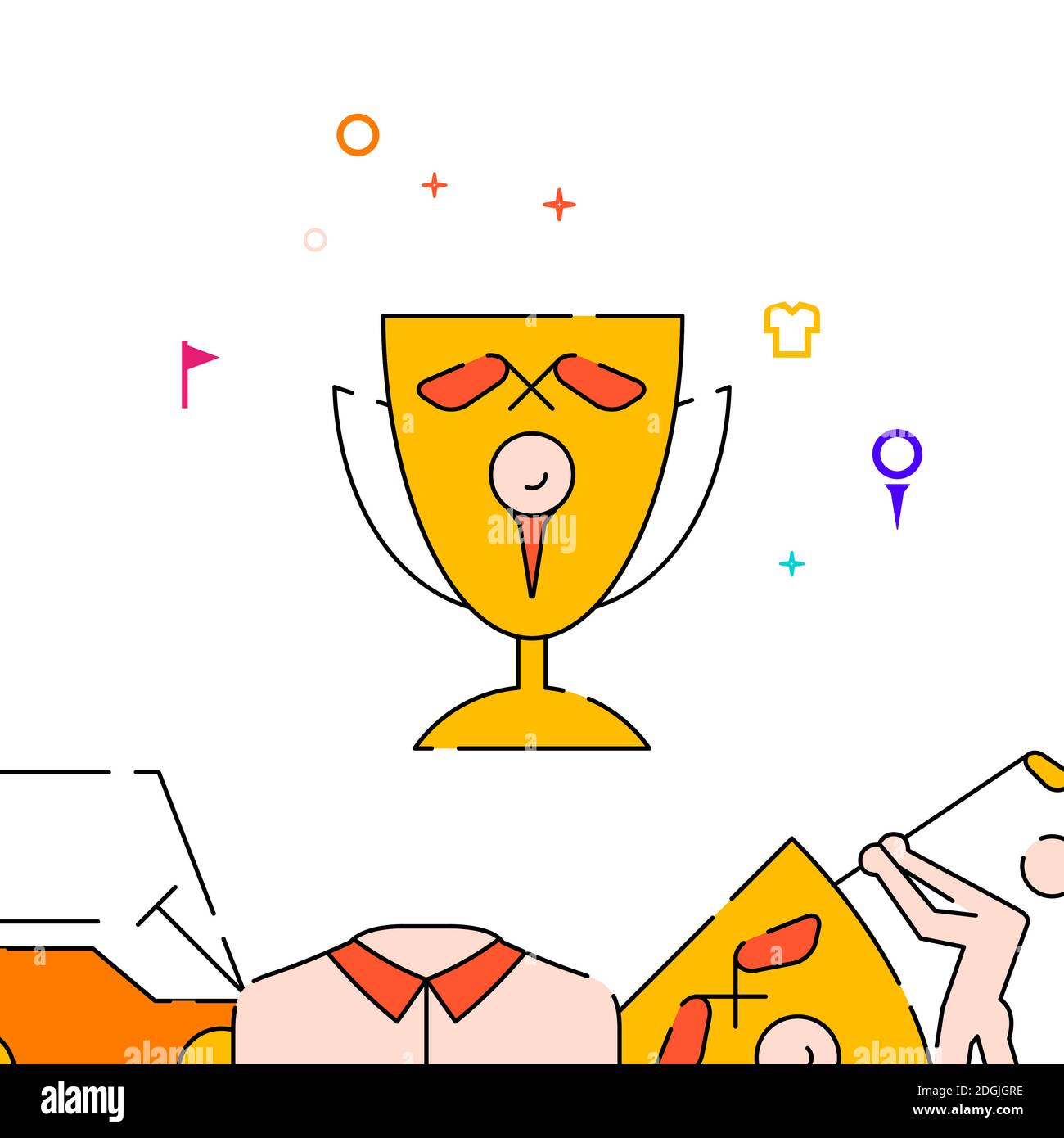 Golf cup trophy filled line icon, simple illustration Stock Vector ...